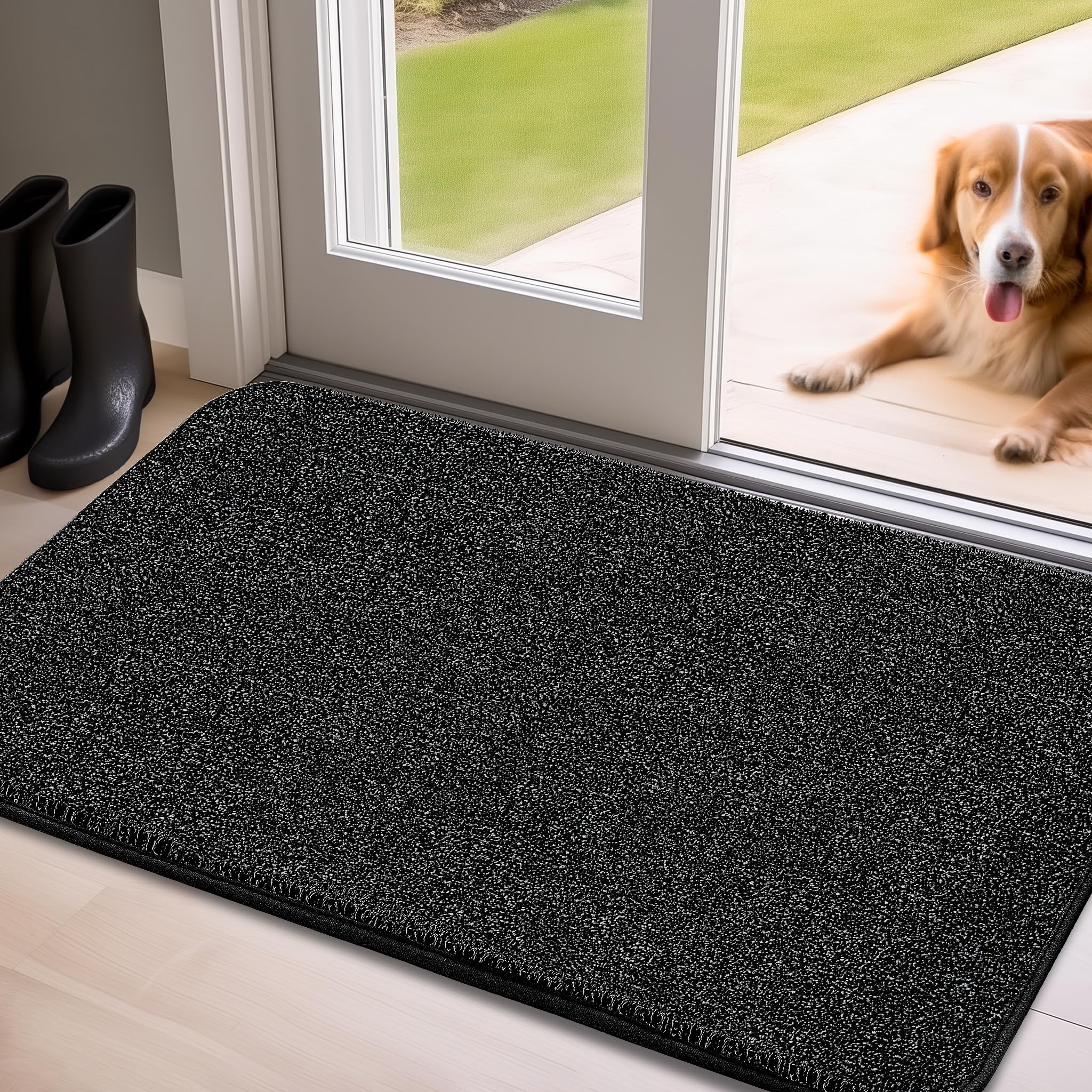 Mibao Door Mat Indoor, 24" x 35.5", Dirt Trapper Entrance Doormat, Non ...