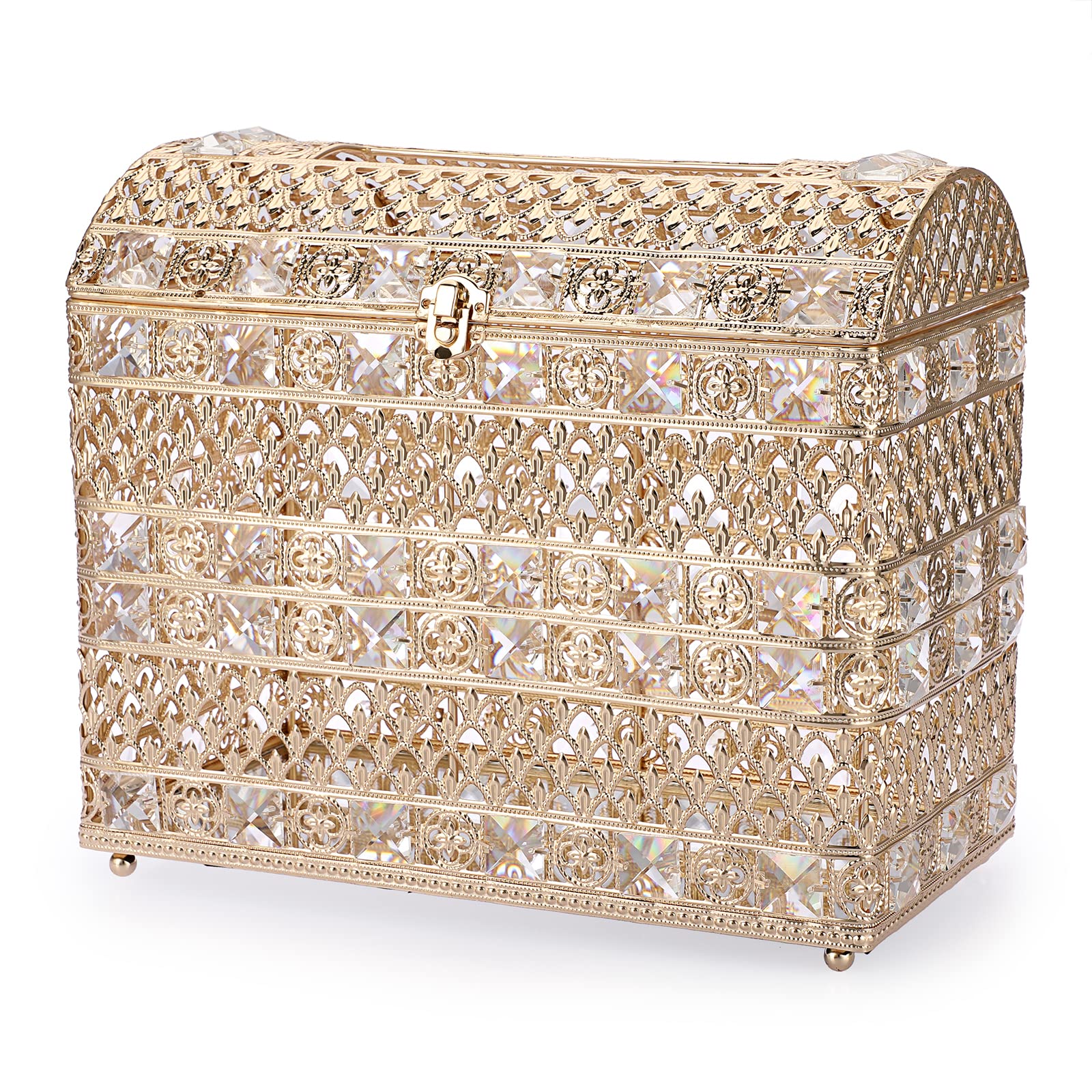 ELLDOO Crystal Wedding Card Box with Lid, Vintage Money Card Box ...