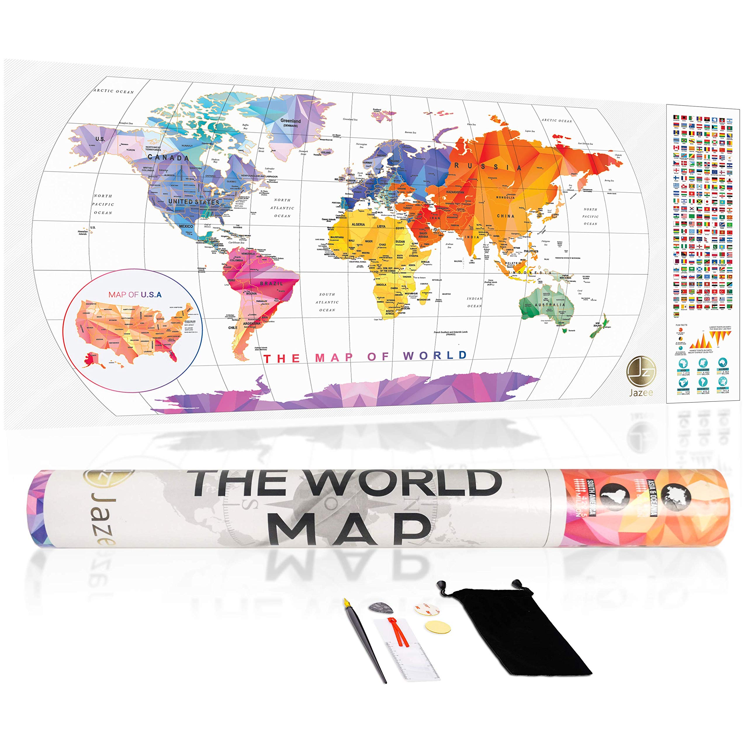 Jazee Tranparent Scratch Off Map Of The World 36 X17 | Desertcart KUWAIT
