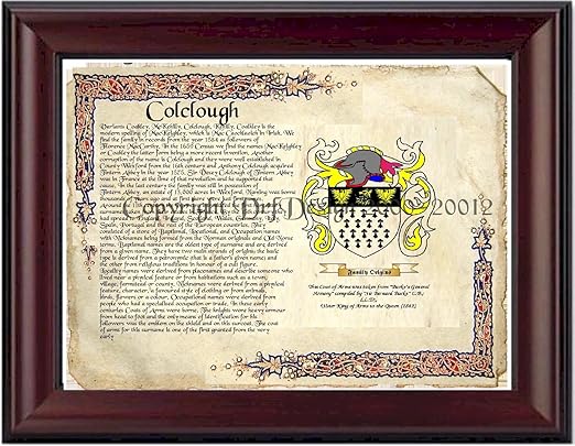 Colclough Coat of Arms/ Family Crest on Fine Paper and Family History ...