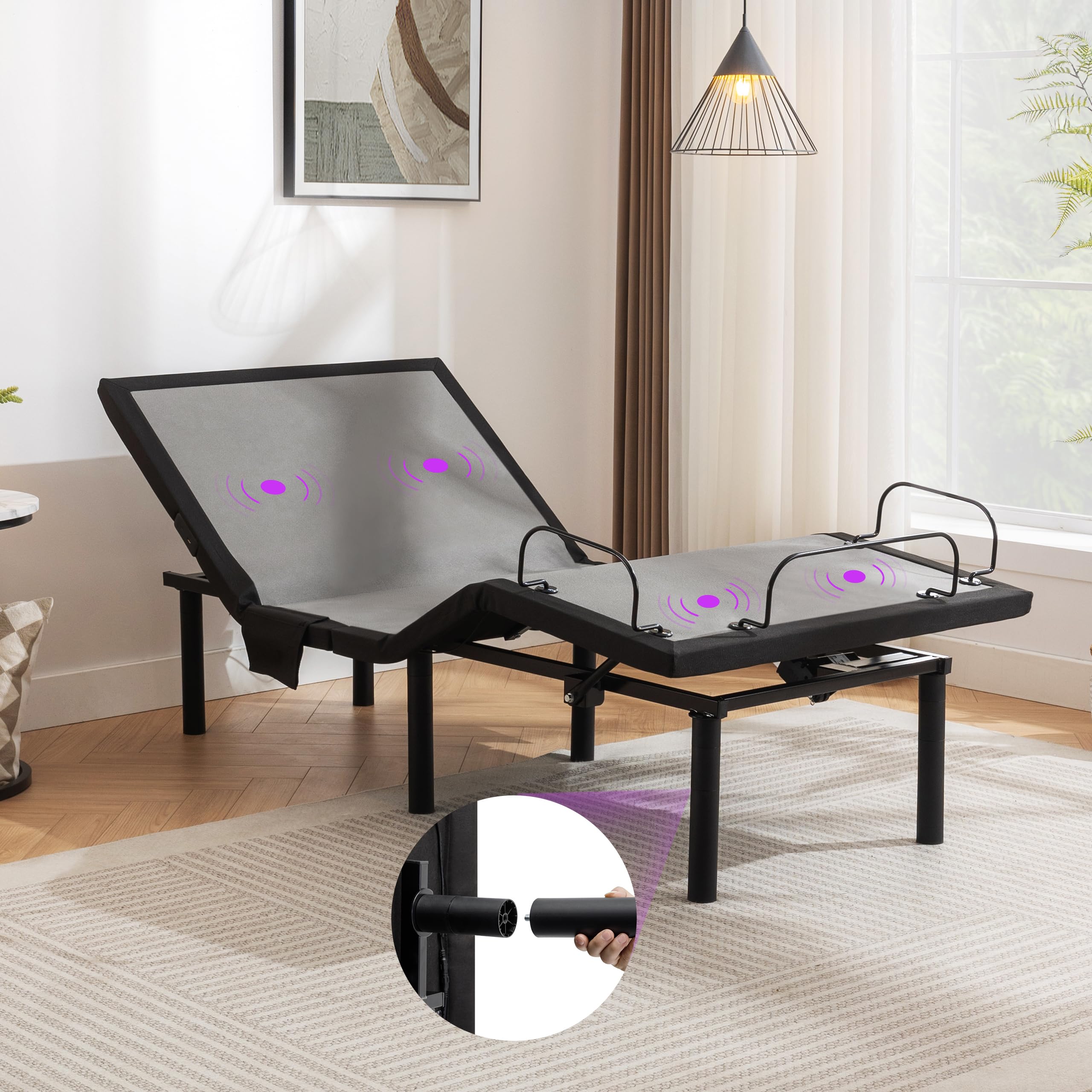 ASONLY Twin XL Adjustable Bed Frame, Adjustable Bed Base With 4 Height Adjustable Leg ...