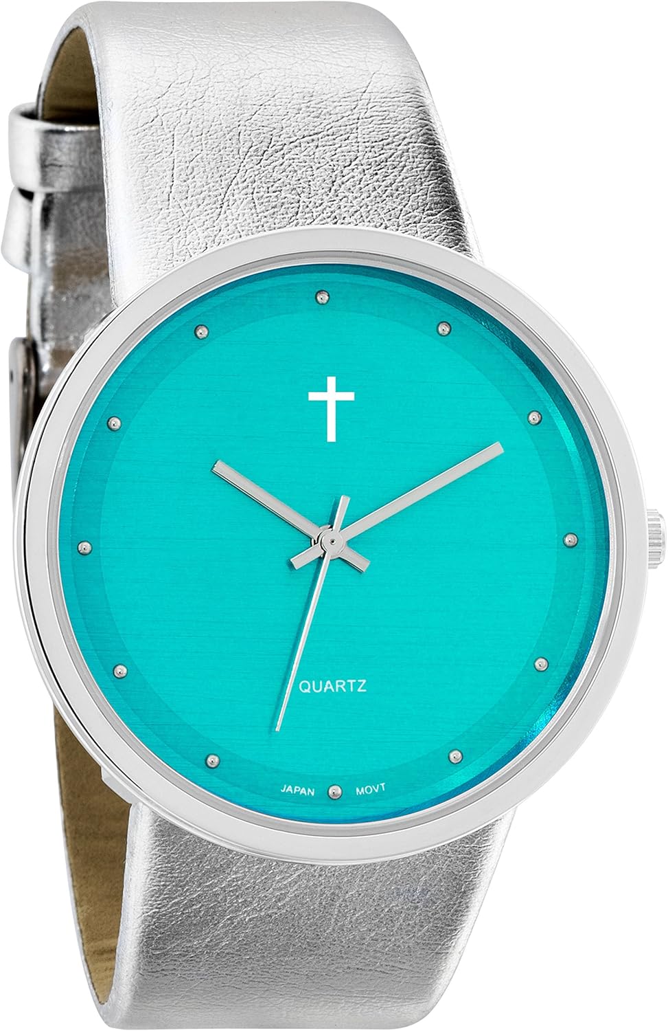 Belief Women's | Funky Minimalist Large Teal Blue Face Metalic Silver ...