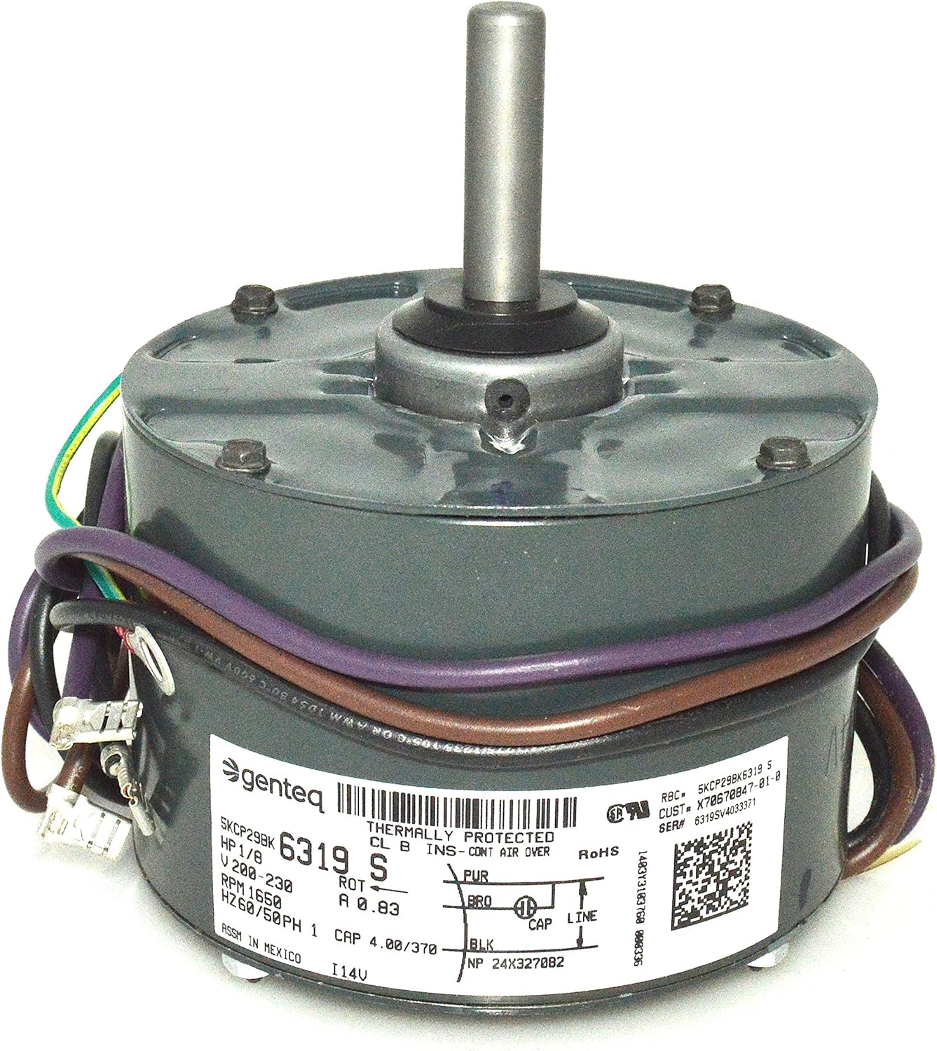 Amazon.com: Trane Condenser FAN MOTOR 1/8 HP 230v MOT3438 MOT03438 ...