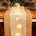 Amazon.com: Burlap Table Runner with LED String Lights Rustic 12" x 108 ...