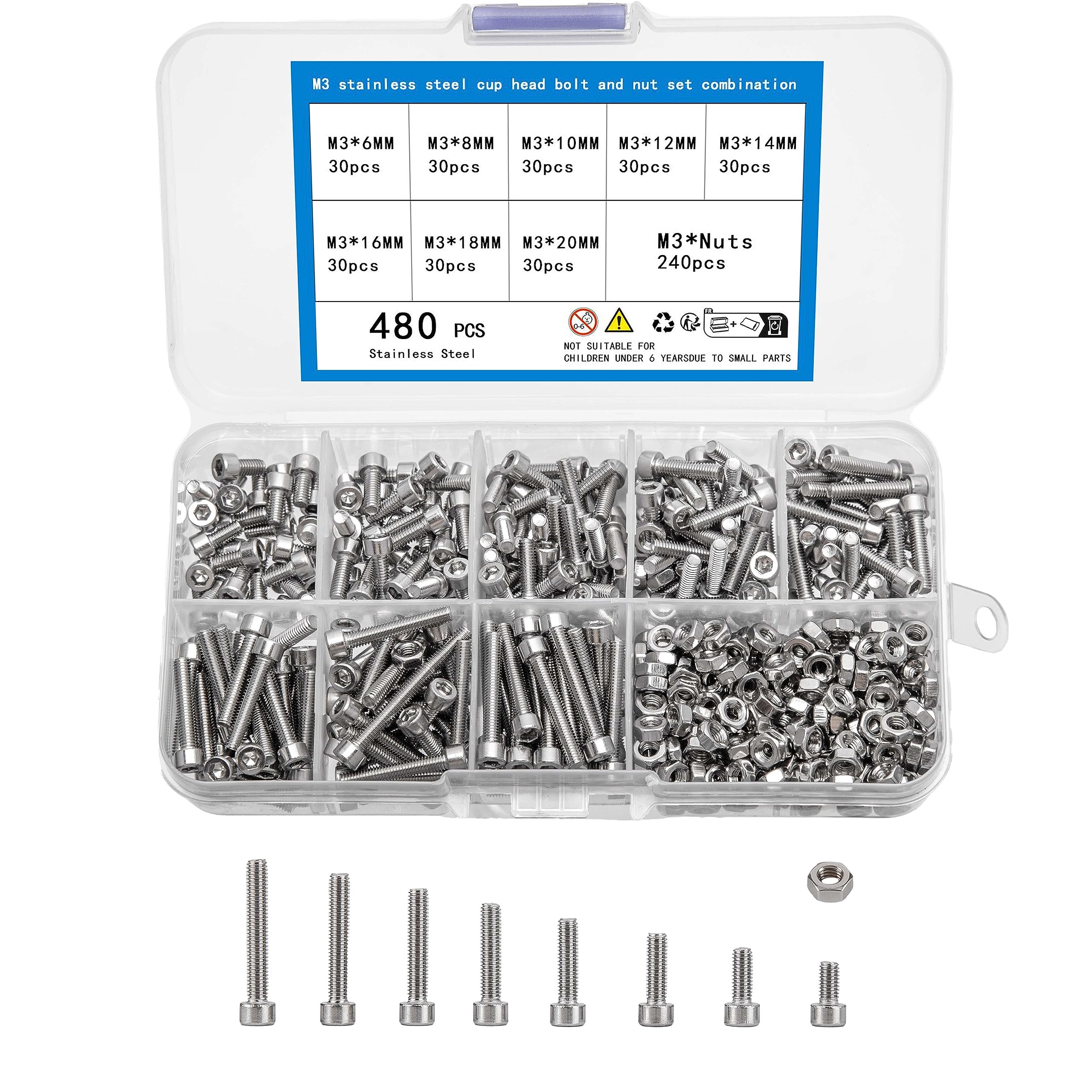 Mua 480pcs Metric Bolt Assortment Kit, Hex Socket Head Cap Screws Bolts ...