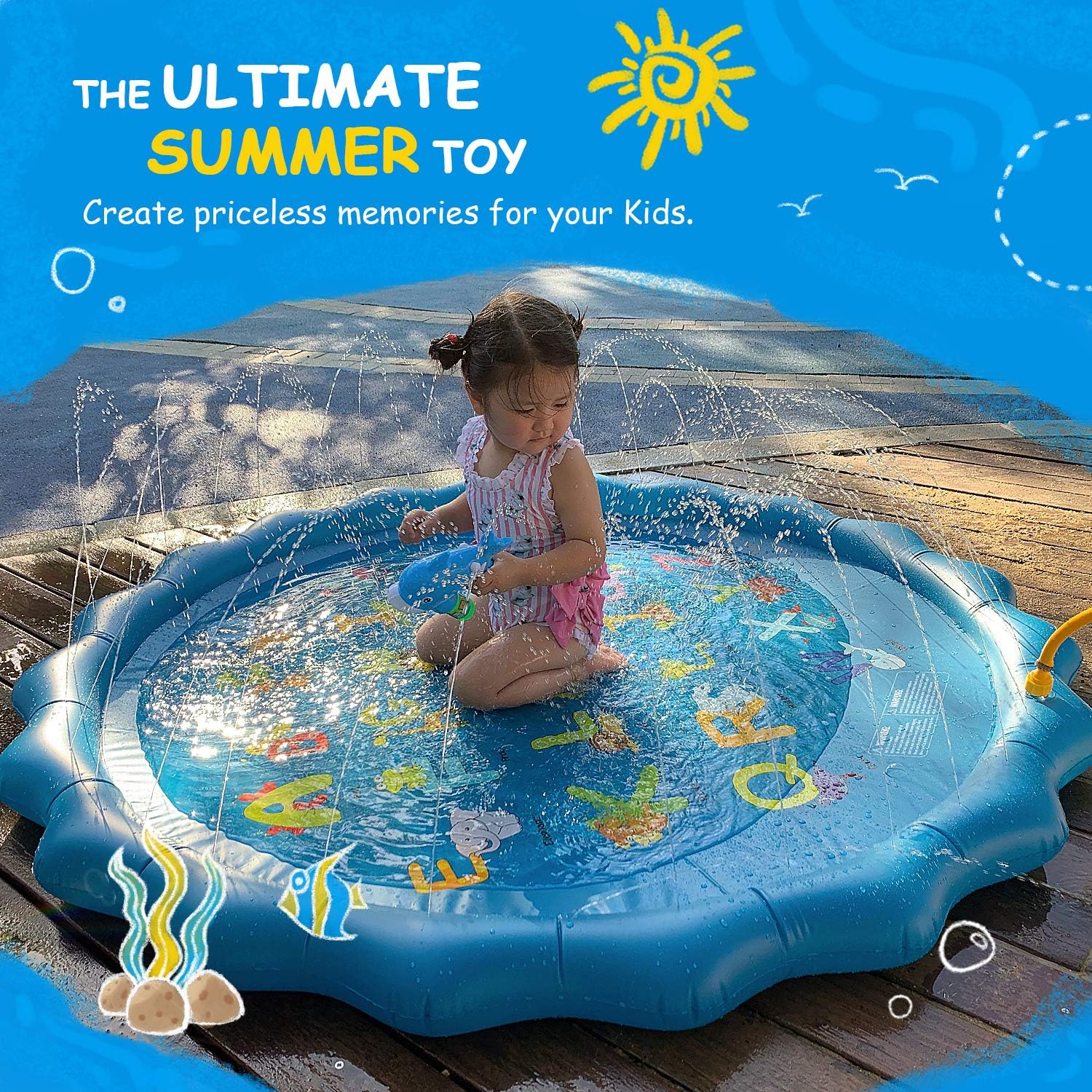 Bestrip 3-in-1 Sprinkler for Kids, Splash Pad, and Wading Pool for ...