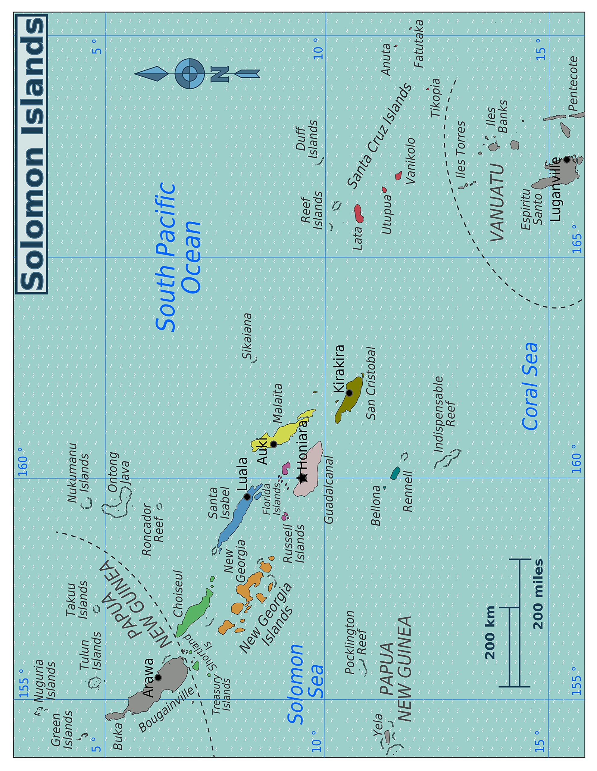 Palmetto Posters 24x31 Laminated Poster: Large regions map of solomon ...