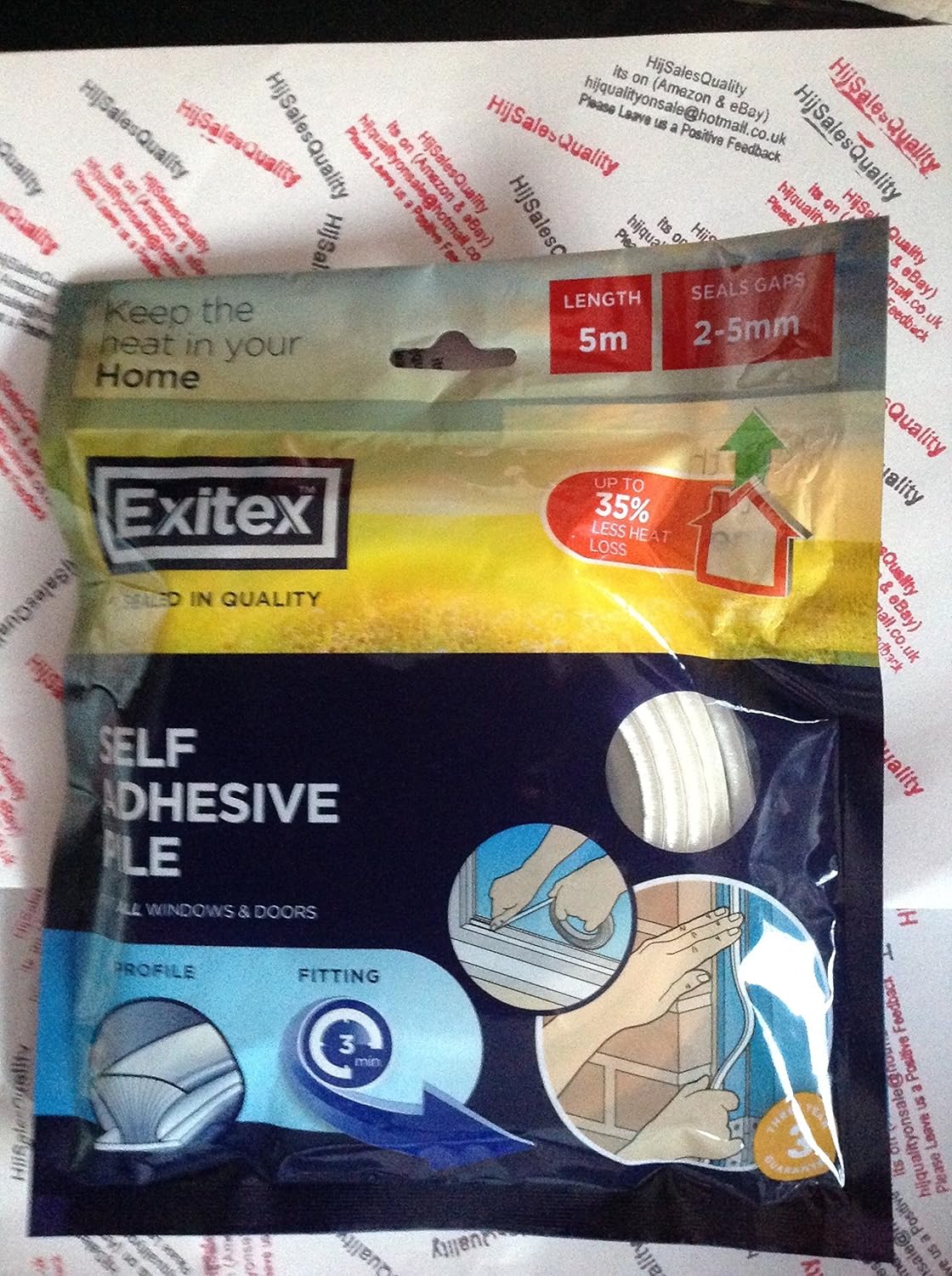 Exitex Self Adhesive Draught Excluder Pile 5Mtr White 1.01.425.0005.35 ...