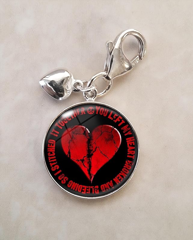 Amazon.com: Broken Heart Stitched Together .925 Sterling Silver Charm ...