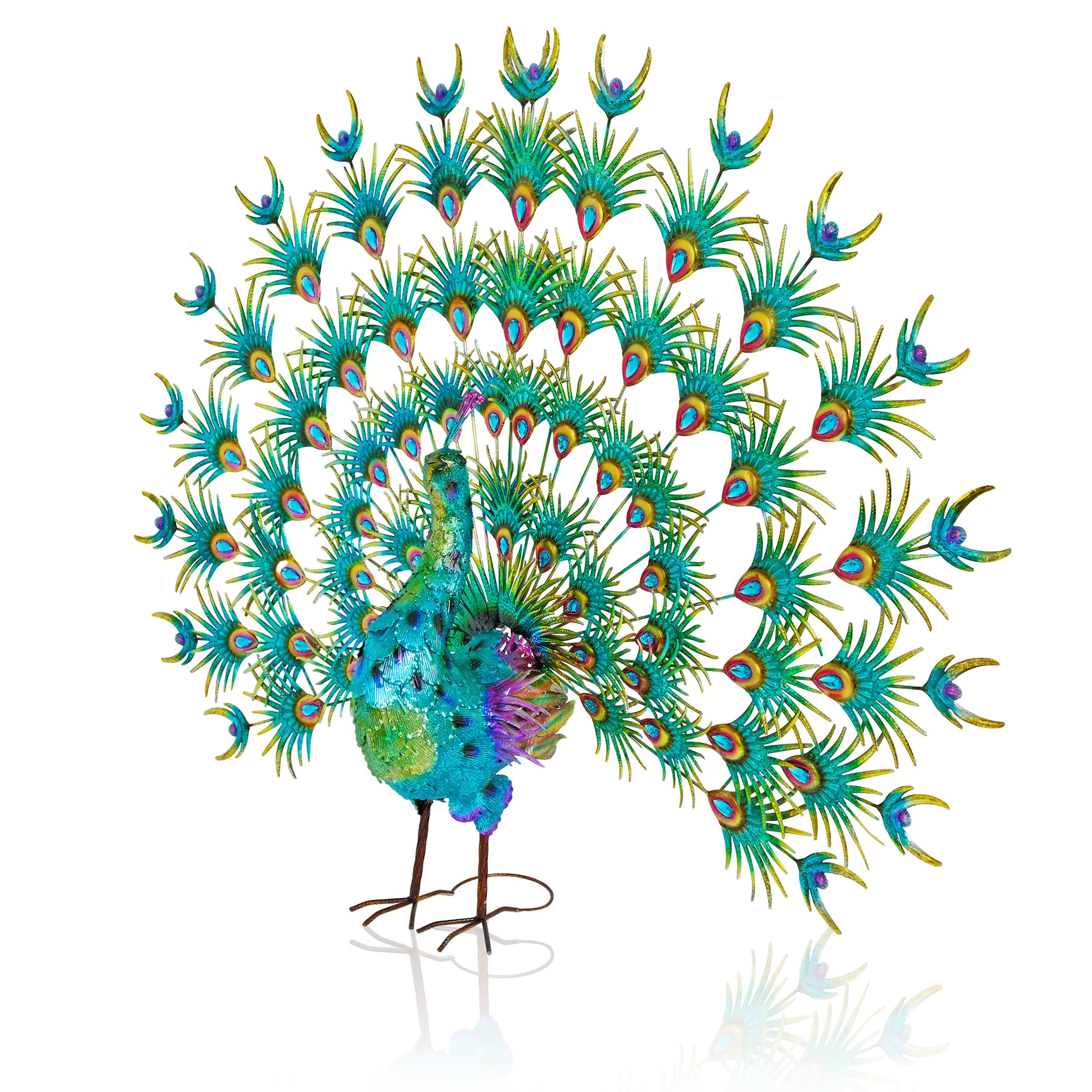Alpine Corporation HEH376 Jumbo Sized Iron Majestic Peacock Decor ...