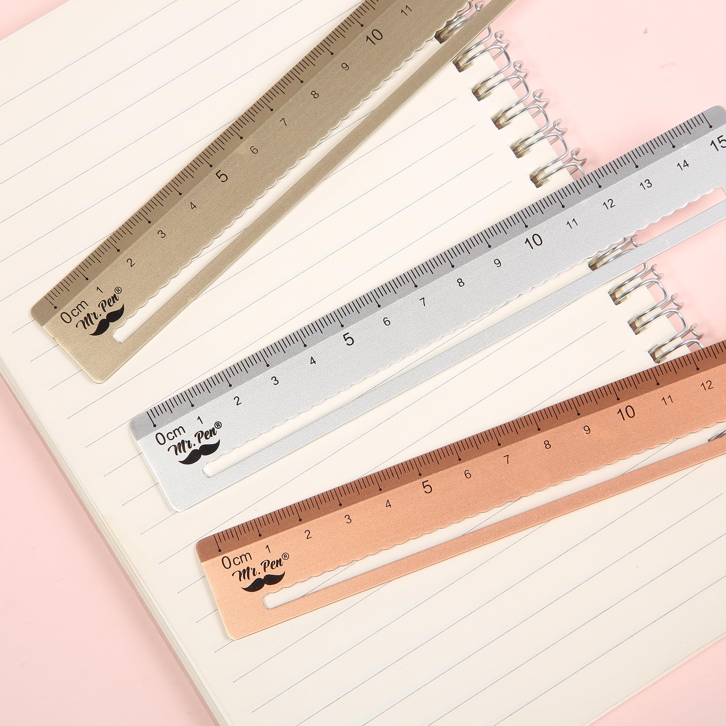 Mua Mr. Pen- Steel Rulers, 3 pcs, 15cm, Silver, Gold, Rose Gold, Centimeter Ruler, Metric Metal ...