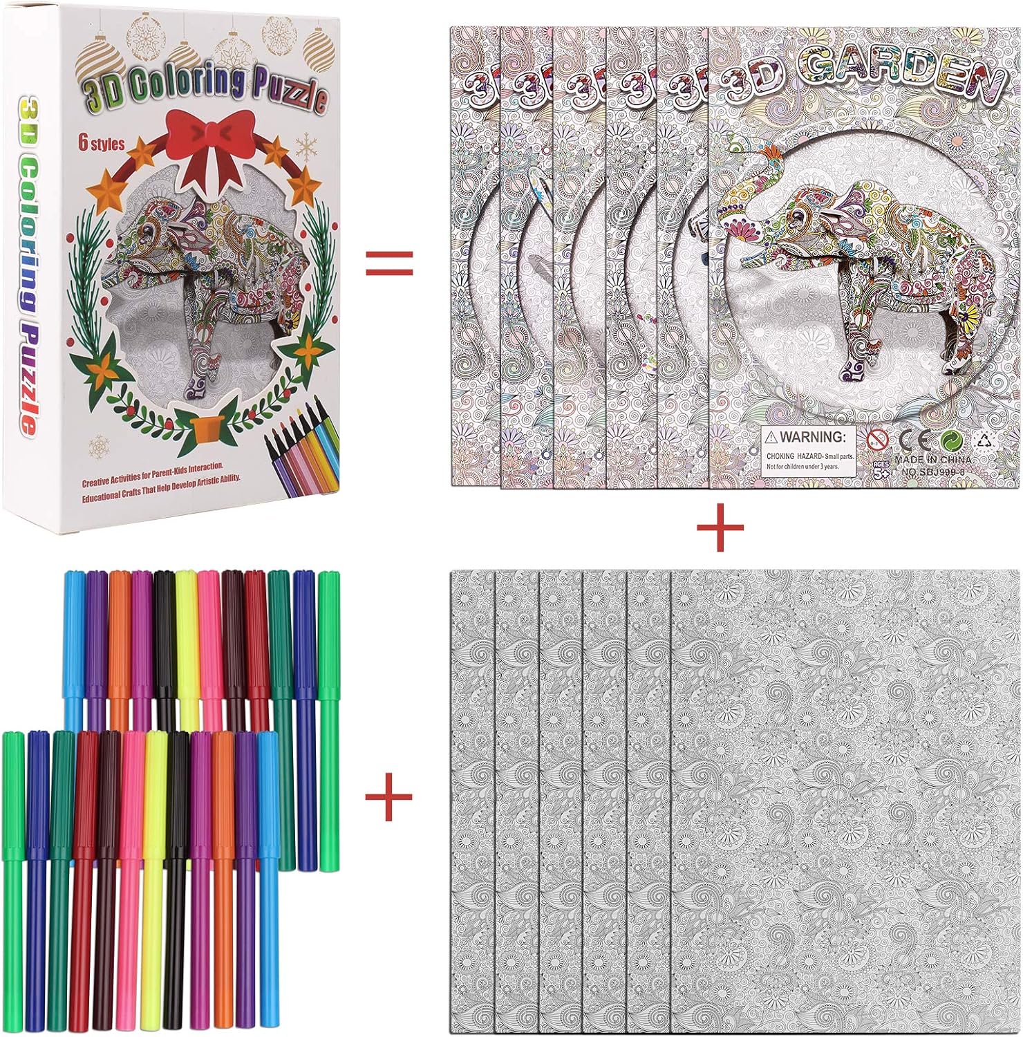 3D Puzzles, AivaToba 3D Colouring Jigsaw Puzzle Set 6 Animals Puzzles ...