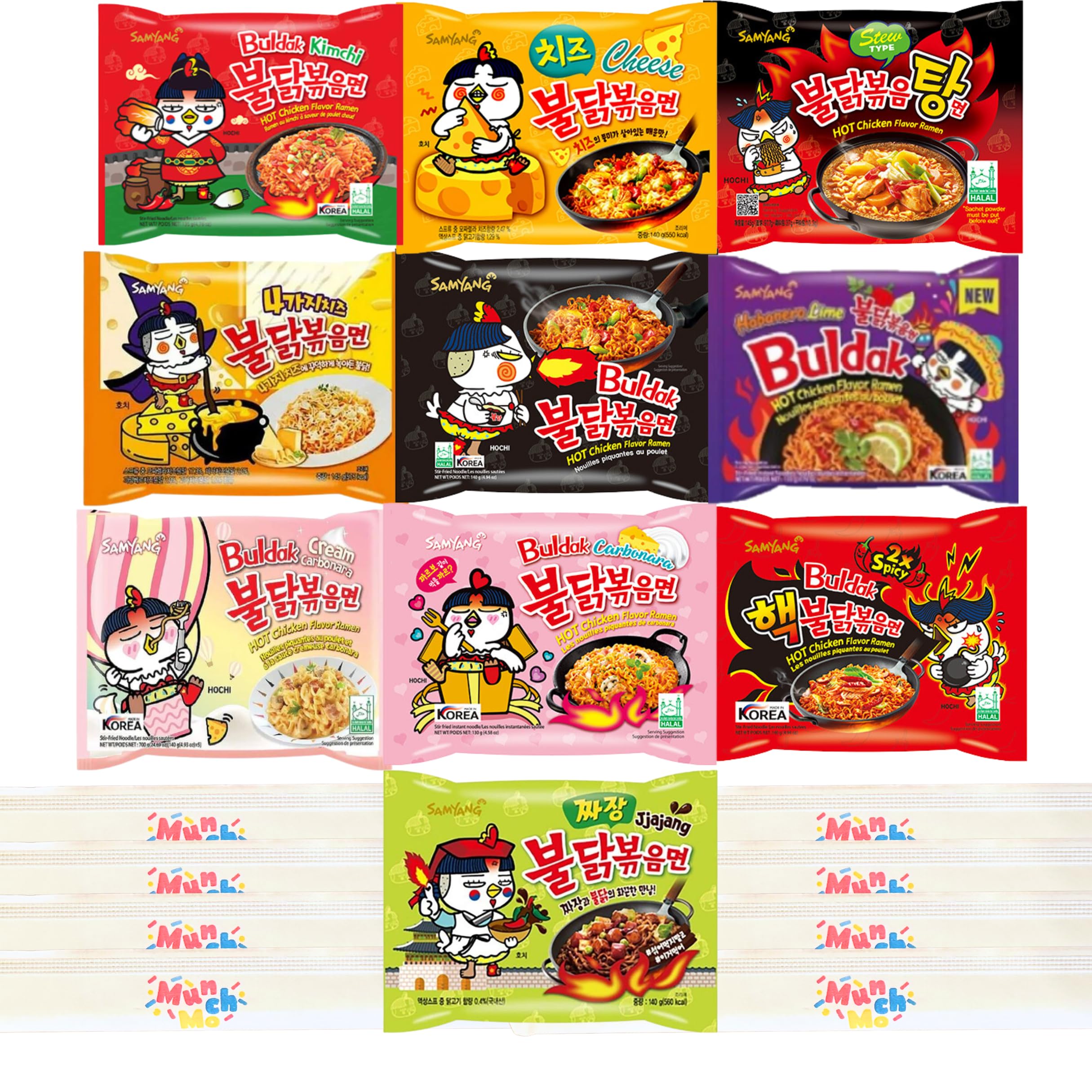 Korean Spicy Chicken Ramen Variety 10 Packs (10 Different Noodles ...