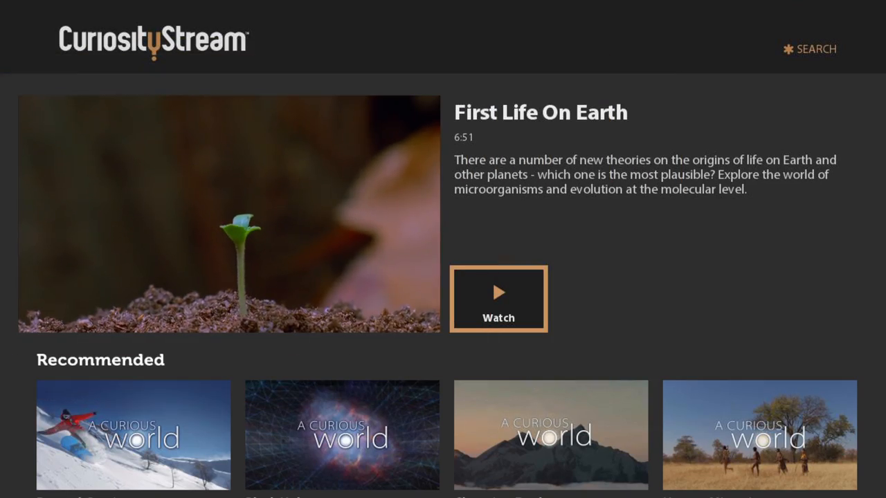 Aplicación CuriosityStream (Phones/Tablets) en Amazon Appstore