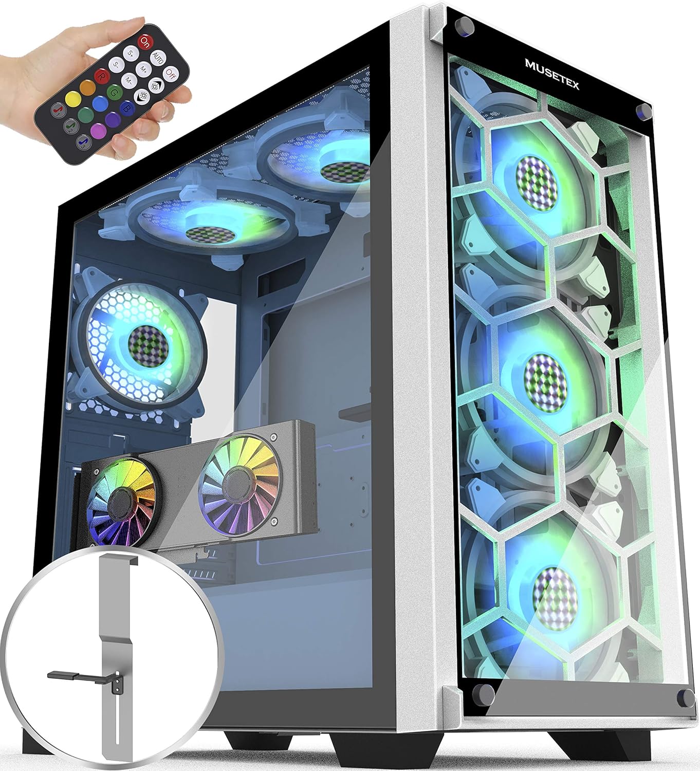 Amazon.com: MUSETEX 5×140mm & 1×120mm ARGB Fans Voice Remote Control ...