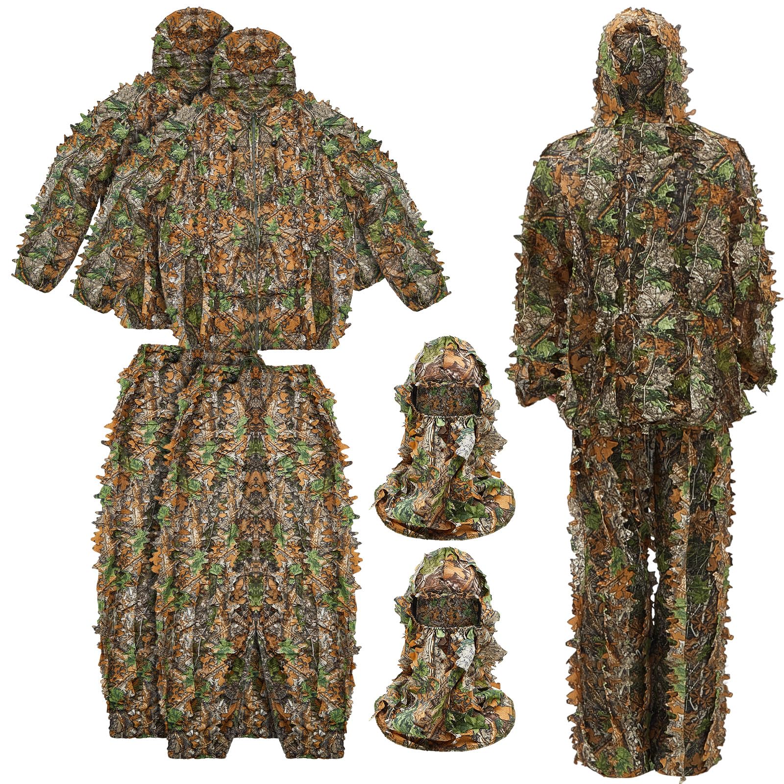 Cutecrop 2 Pack Ghillie Suit 3D Leafy Camo Hunting Suits Ghillie ...
