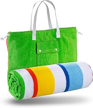 Amazon.com: Dulla 2-in-1 Beach Bag and Towel Combo | Unique Beach Towel ...