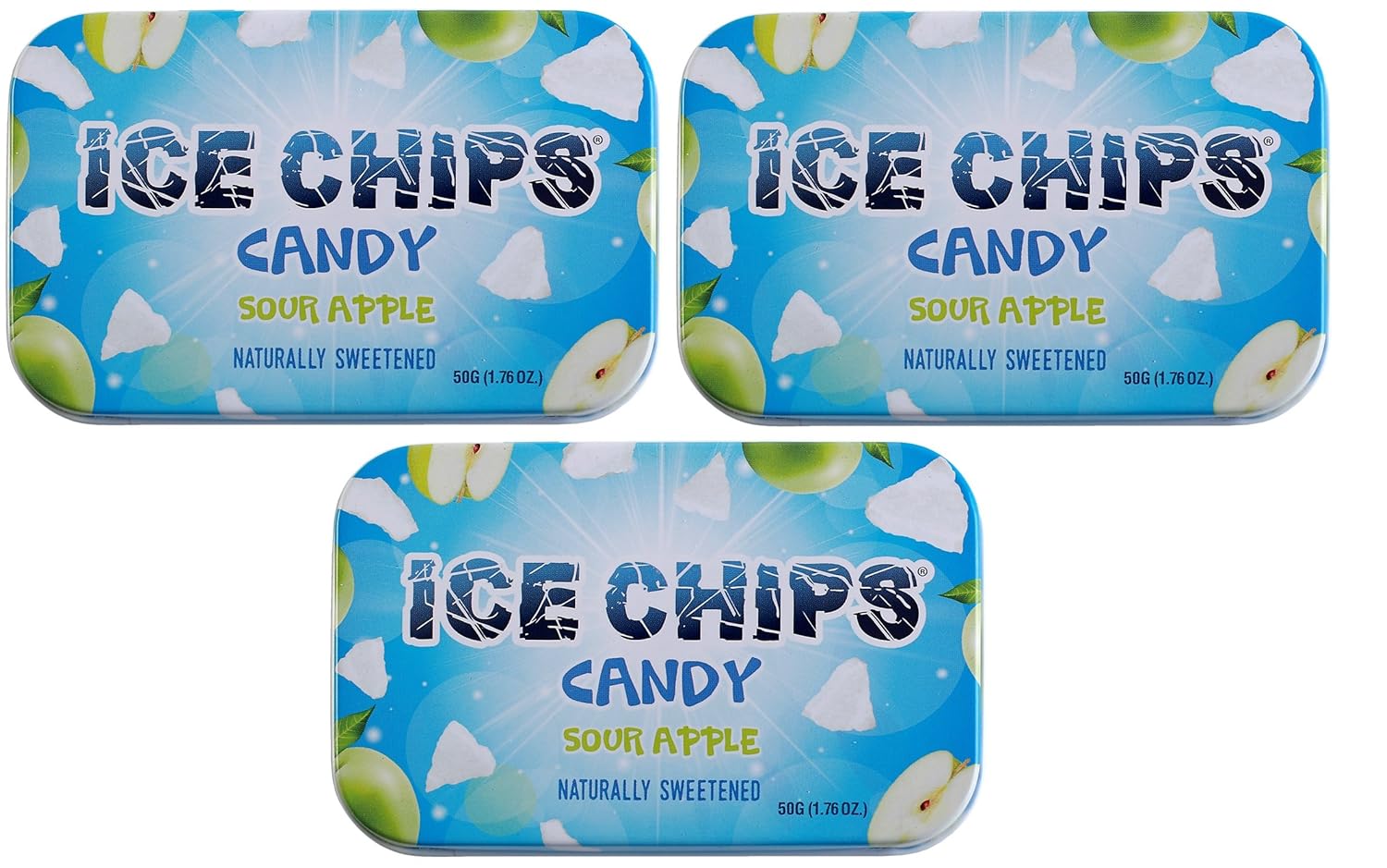 Amazon.com : ICE CHIPS Xylitol Candy Tins (Sour Apple, 3 Pack ...