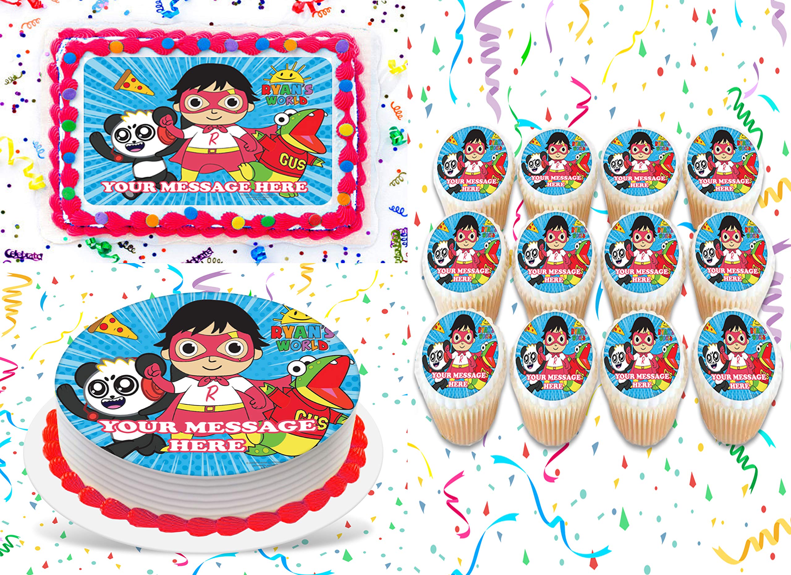Buy Ryan's World Cake Topper Edible Image Personalized Cupcakes ...