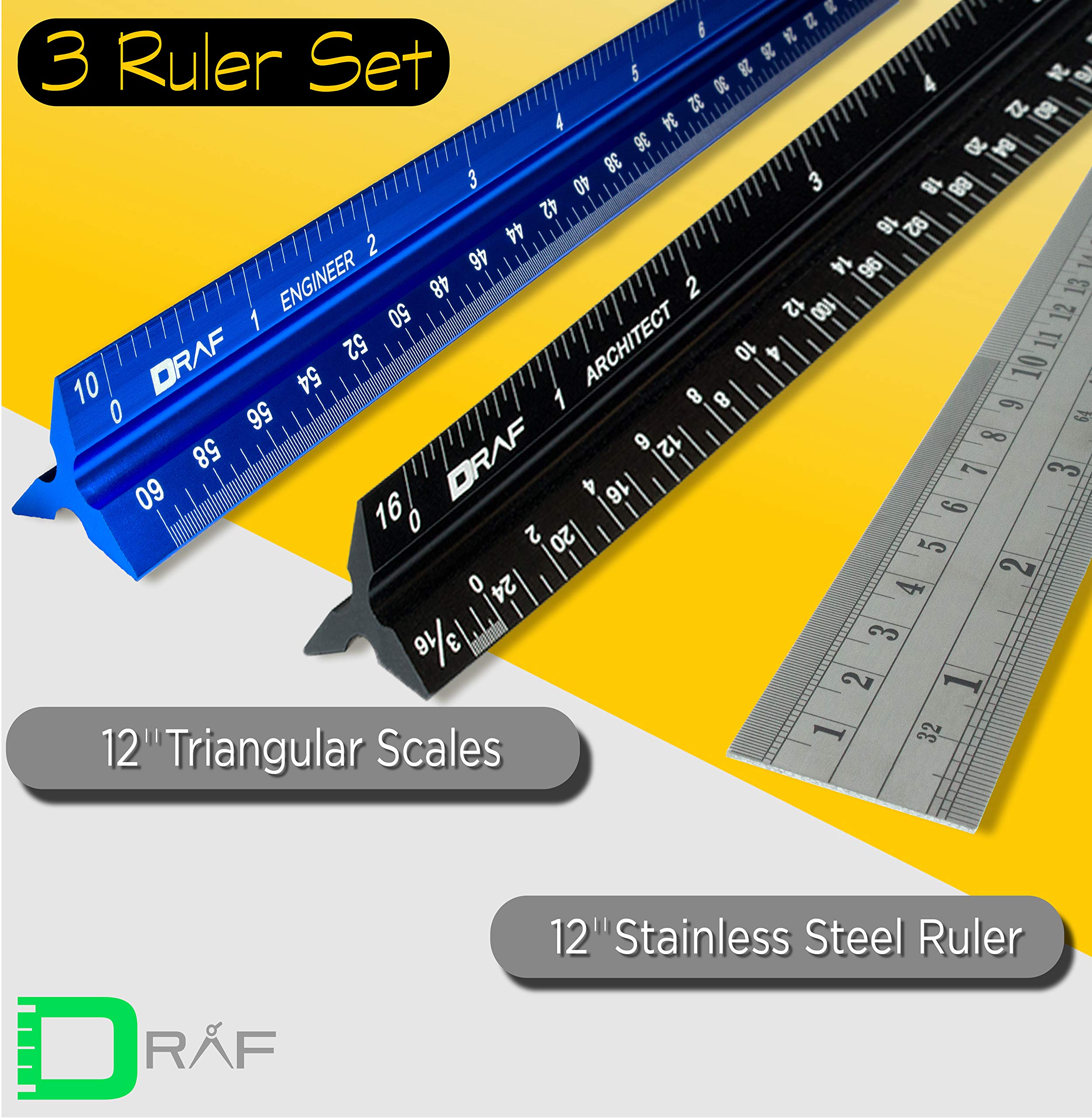 Mua DRAF 12 Inch Architectural and Engineering Imperial Scale Ruler Set ...