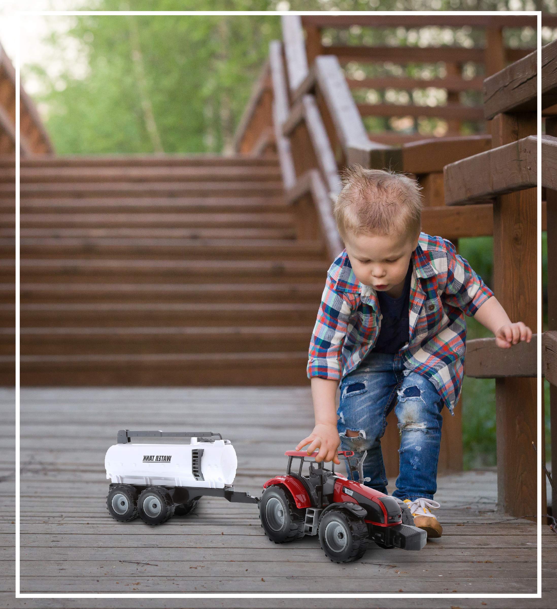 Mua Friction Powered Farm Tractor Trucks - 16-inch Tractor Trailer Toys ...