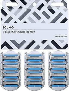 Amazon.com: Amazon Brand - Solimo 5-Blade Razor Refills for Men with ...