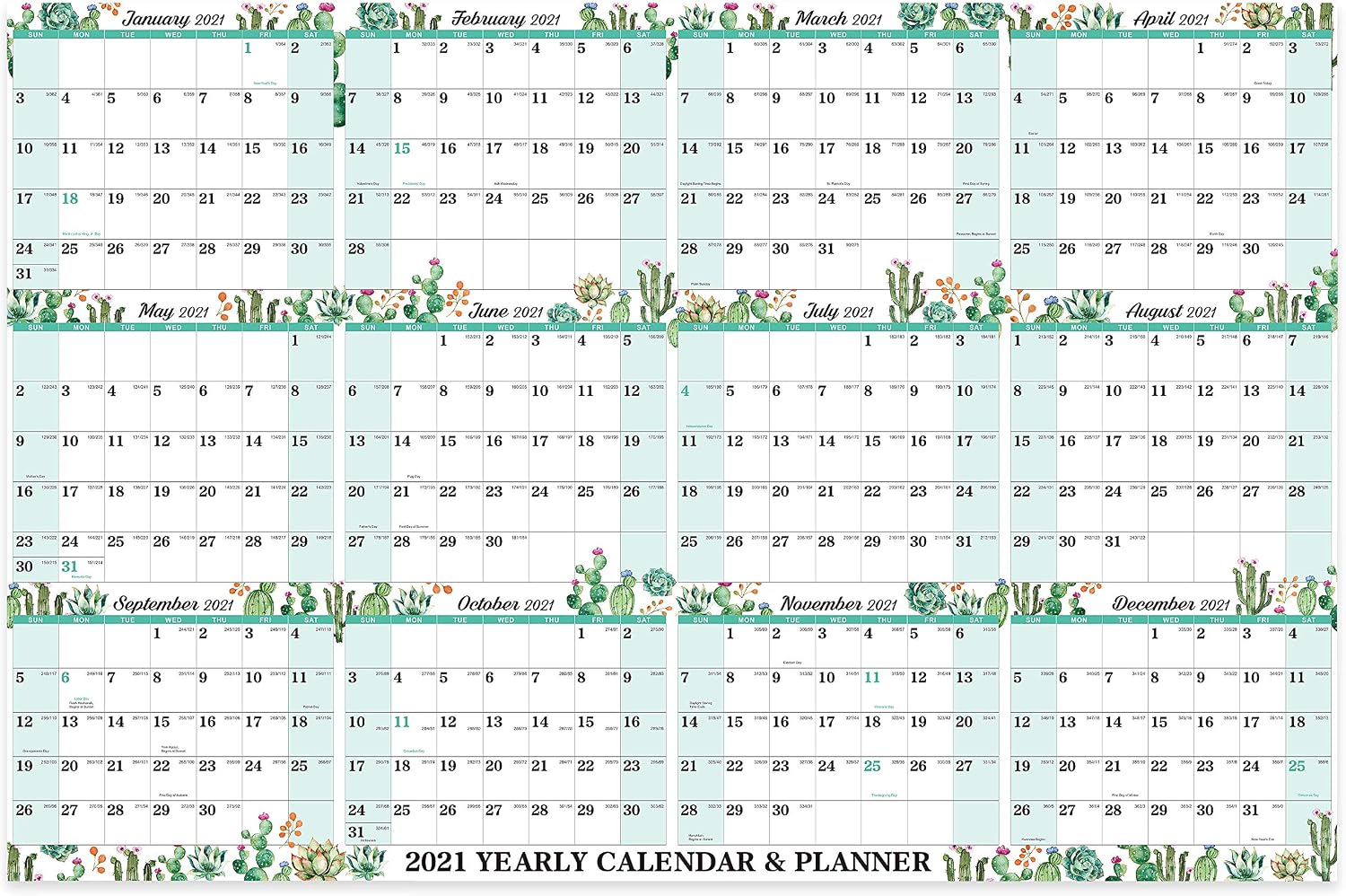 2021 Wall Calendar – 2021 Yearly Wall Calendar,January 2021 – December ...
