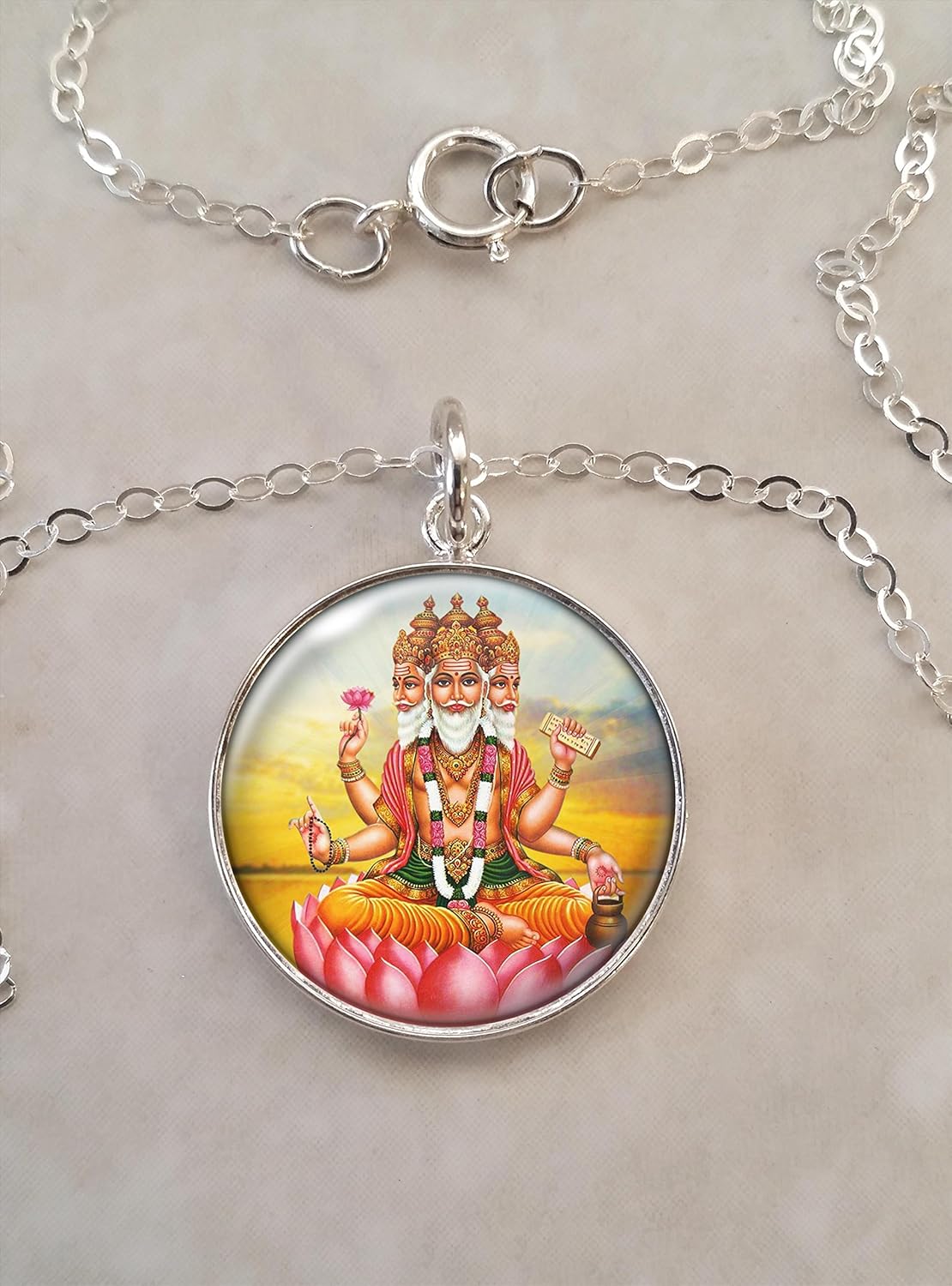 Amazon.com: Brahma ब्रह्मा .925 Sterling Silver Necklace: Handmade