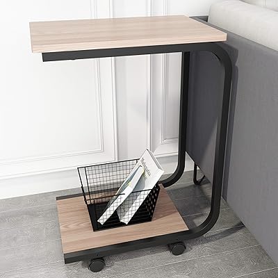 Buy SIMPDIY Industrial Side Table,Mobile Table,Rolling Side Table,End ...