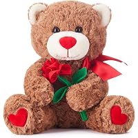 Amazon.com: IKASA Bear Stuffed Animal Love Plush Toy with Bow for ...