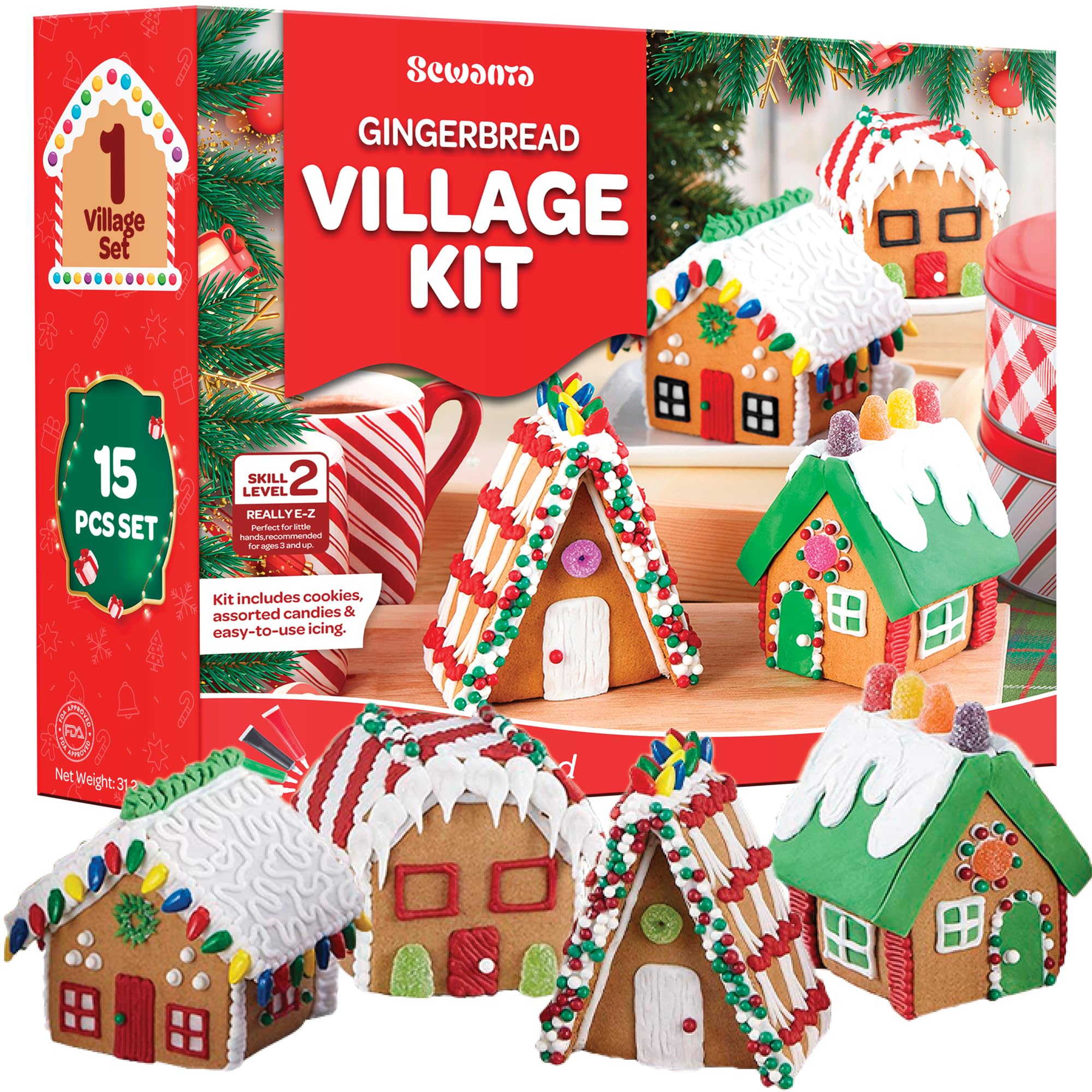 Gingerbread House kit [Set of 4] Mini Village Gingerbread Decorating ...