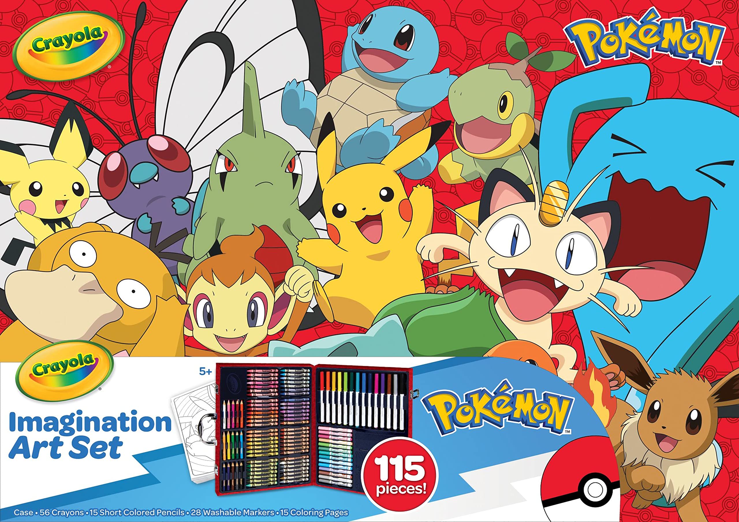 Crayola Pokémon Imagination Art Set (115pcs), Kids Art Kit, Coloring ...