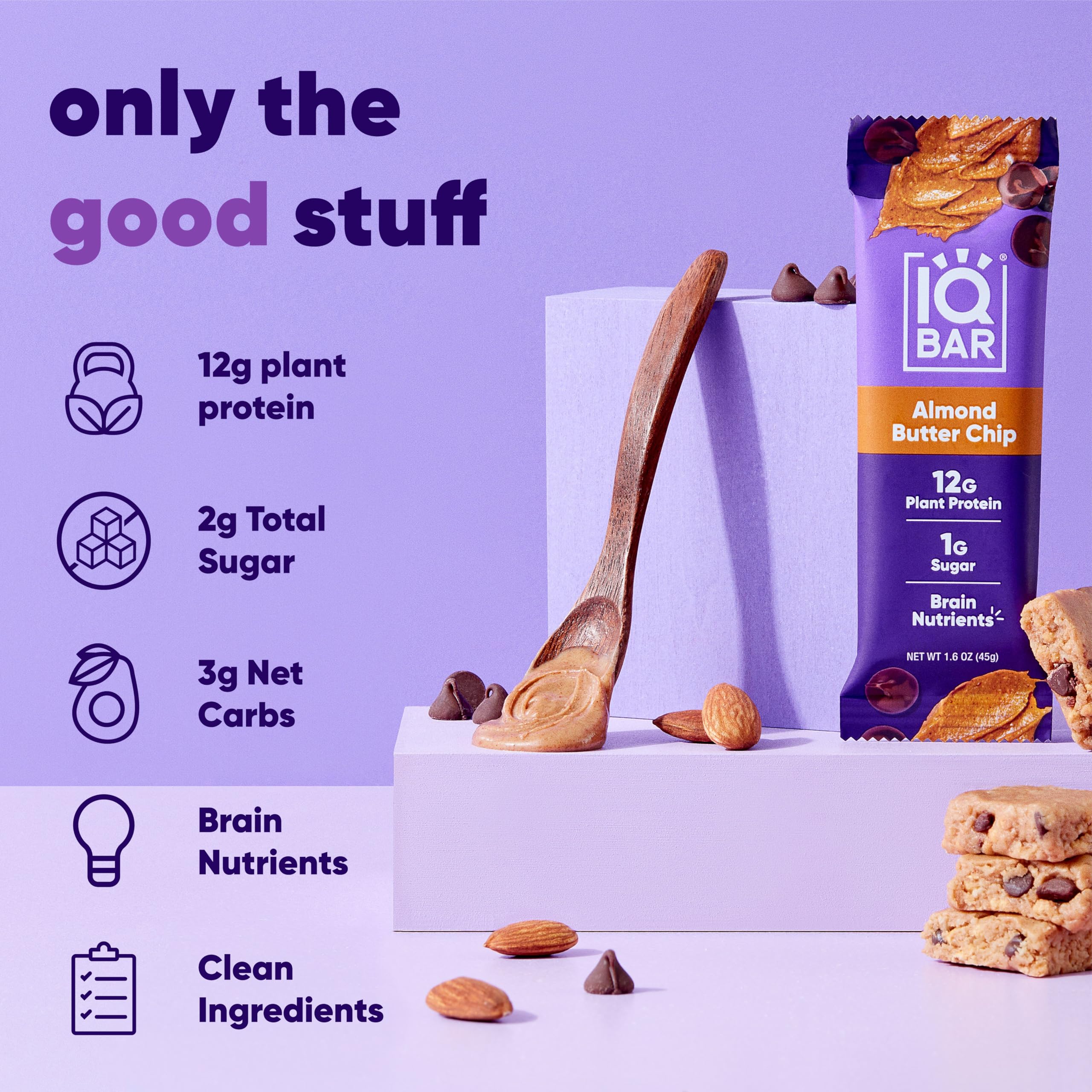 Mua IQBAR Brain and Body Plant Protein Bars - Almond Butter Chip - 12 ...