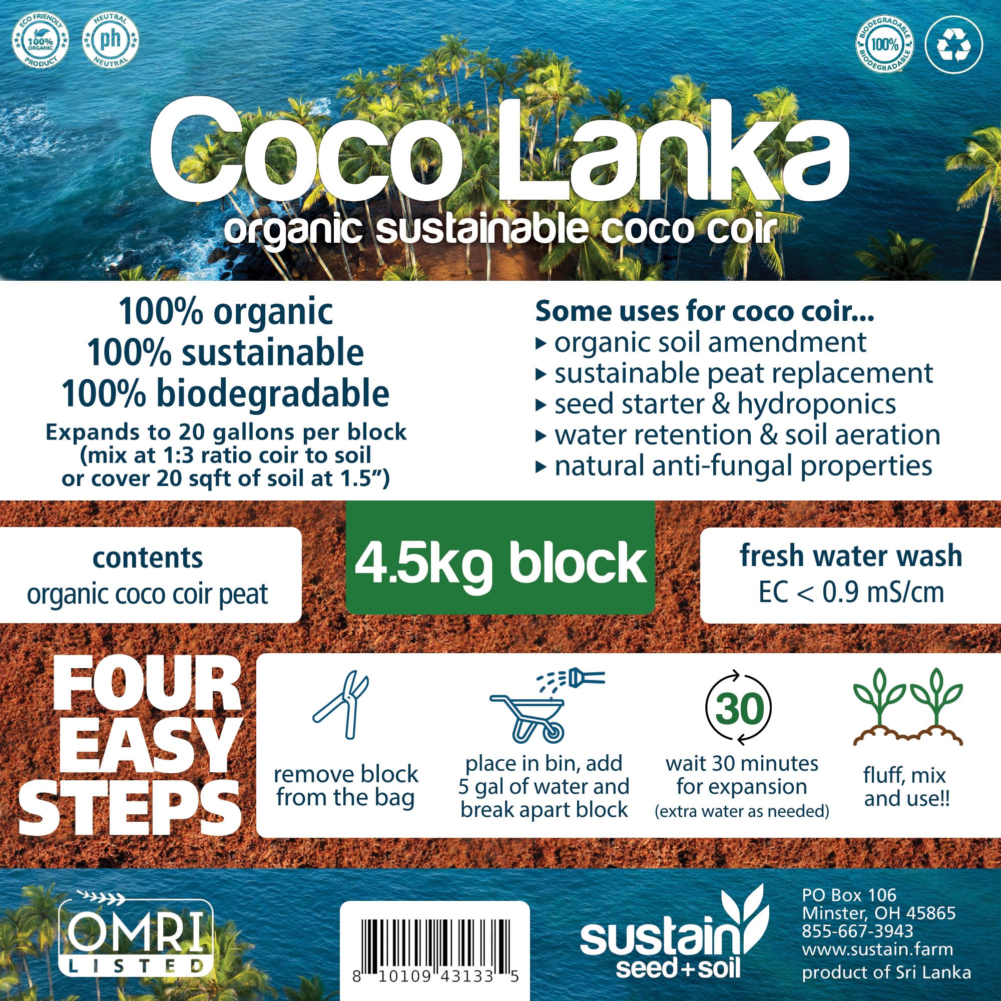 Mua Organic Coco Coir by Coco Lanka - 10lb/4.5KG Compressed Coco Coir ...