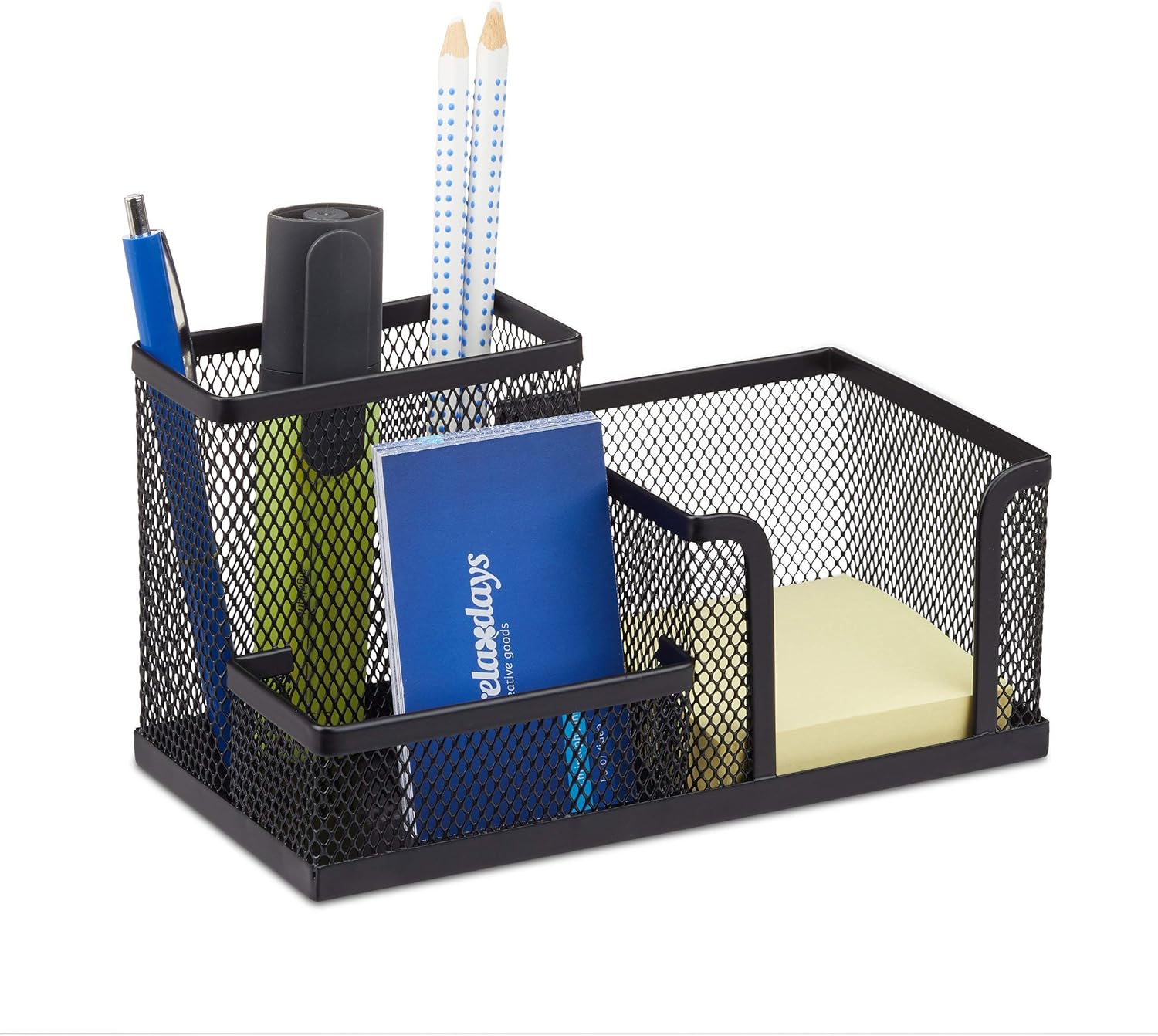 Relaxdays Metal Mesh Desk Organizer Office Desk with Pen holder and ...