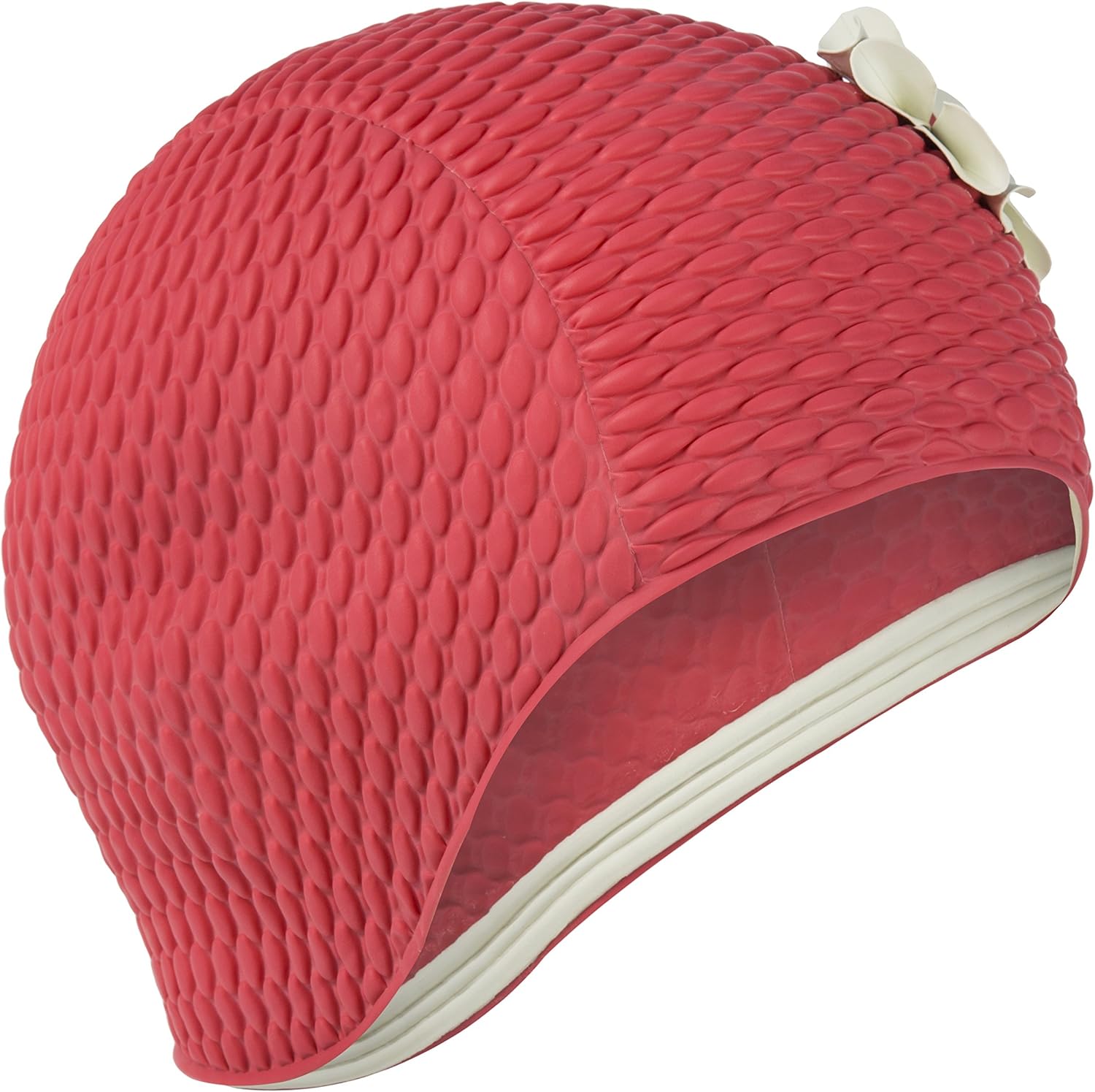 Ladies Red Swim Hat Swimming Hat Bathing Cap 3 Flowers Vintage Retro ...