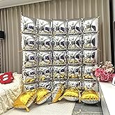 Amazon.com: Silver Square Foil Balloon Wall,25Pcs Silver Balloon ...