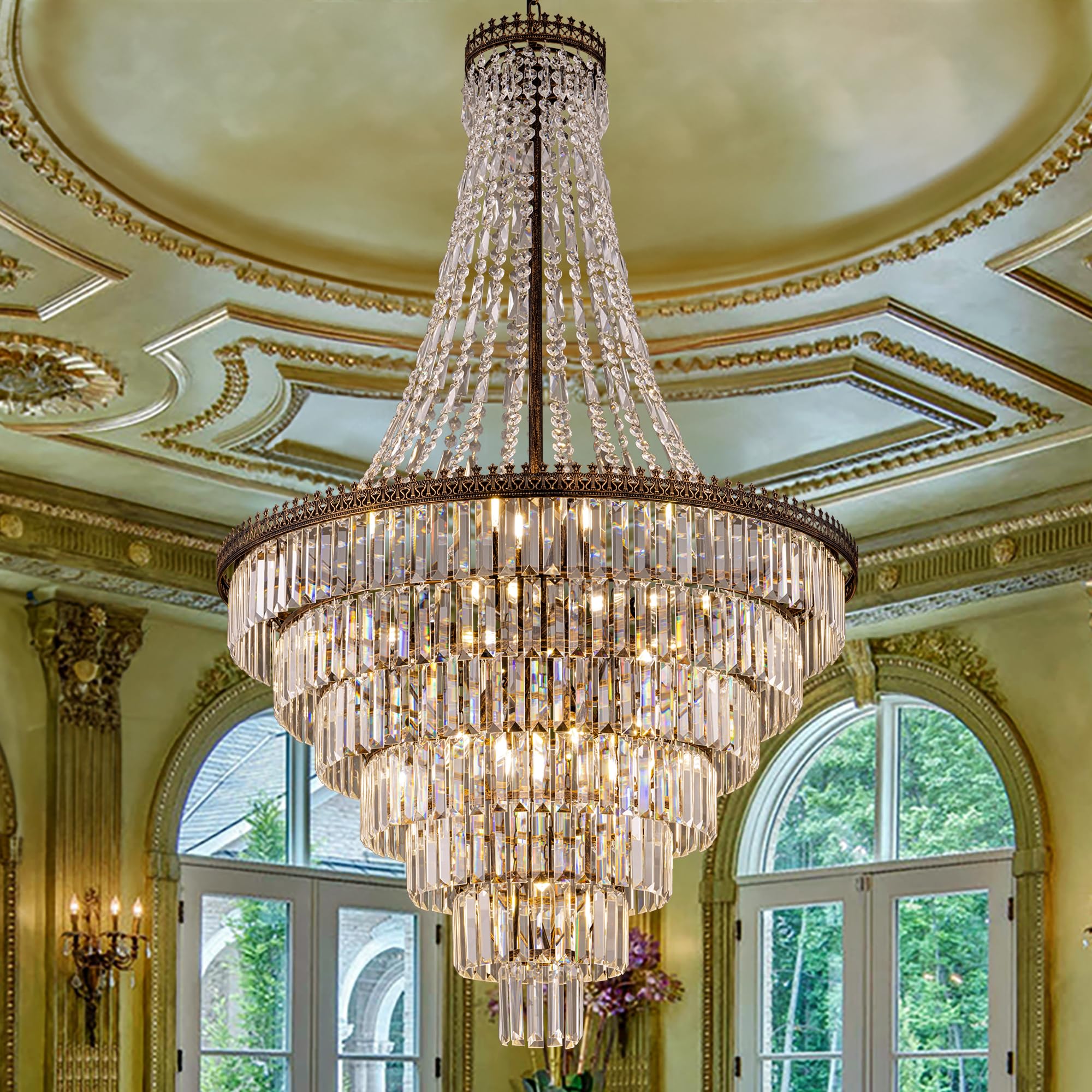 TOCHIC French Empire Crystal Chandelier Modern Farmhouse Chandelier ...
