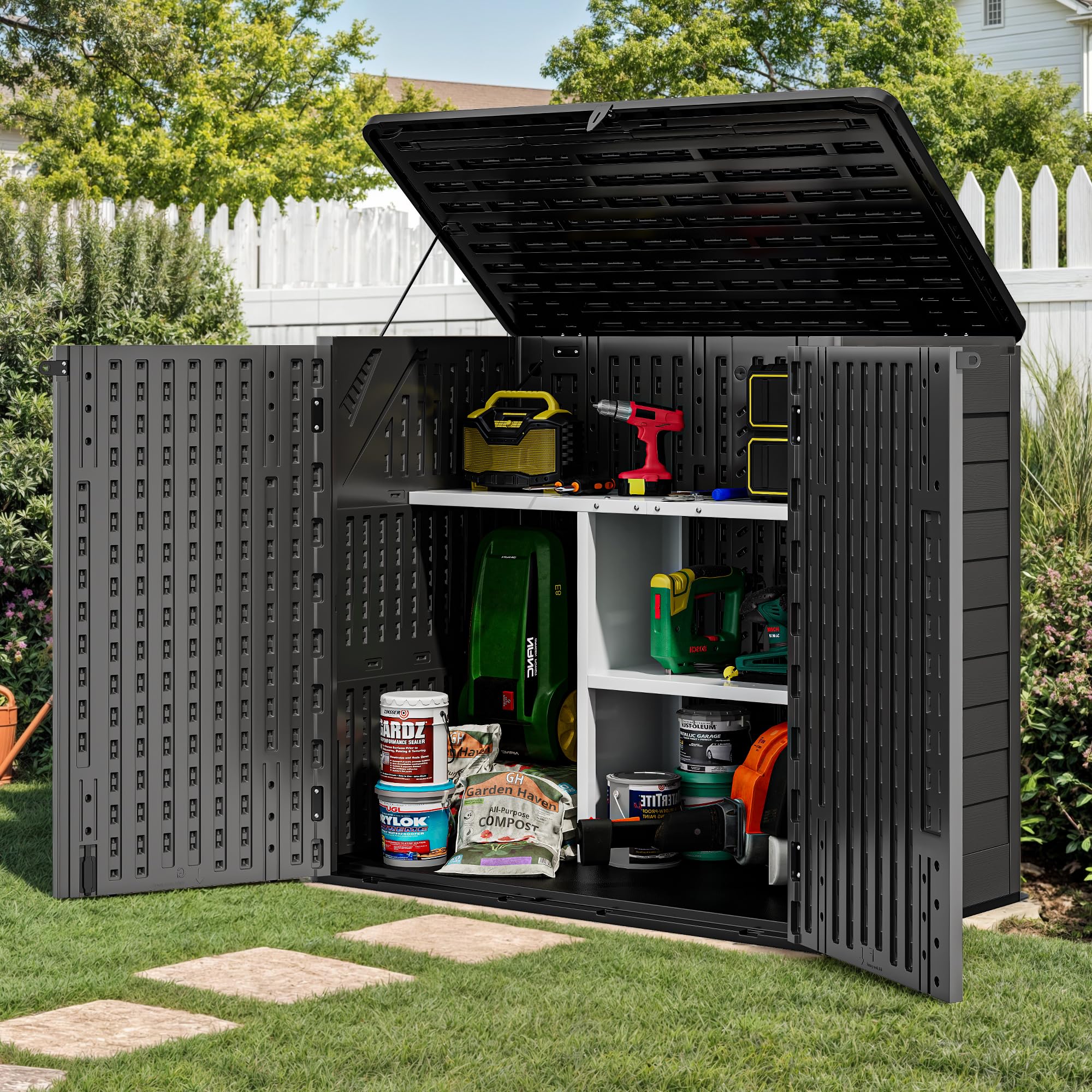 YITAHOME Outdoor Storage Shed w/o Shelf, 25 cu ft Horizontal Storage ...