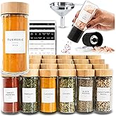 Amazon.com: 24 Glass Spice Jars with Label, Bamboo Spice Jar Set 4oz ...