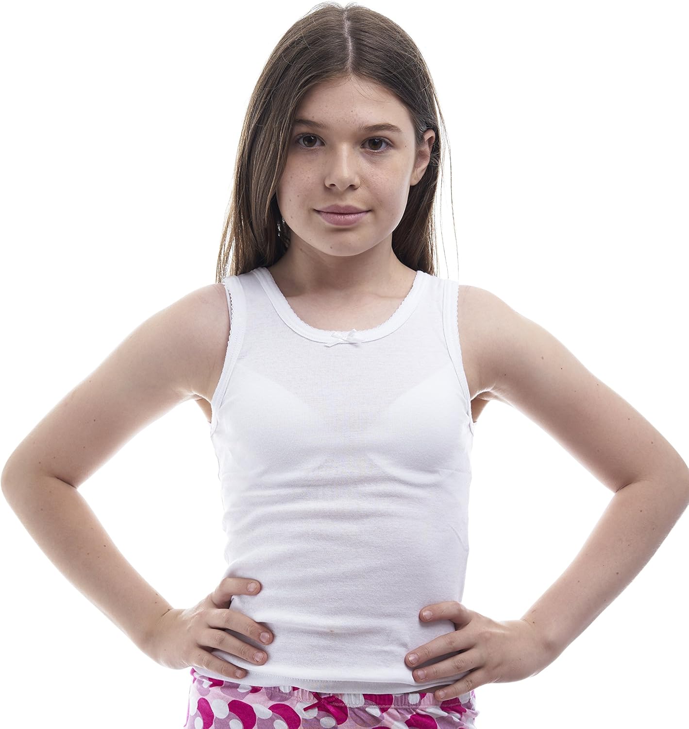 Rossette Girls Cotton White Cami Undershirts - Pack of 2 (4, White ...