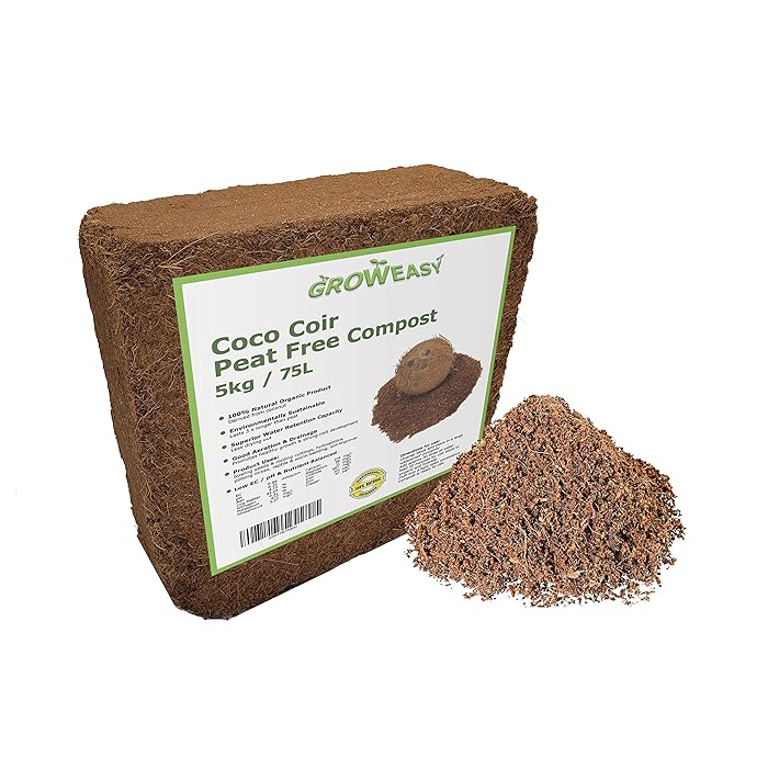 Buy GROWEASY Coco Coir Block. 100% Natural Coconut Fibre. 5Kg / 75lts ...