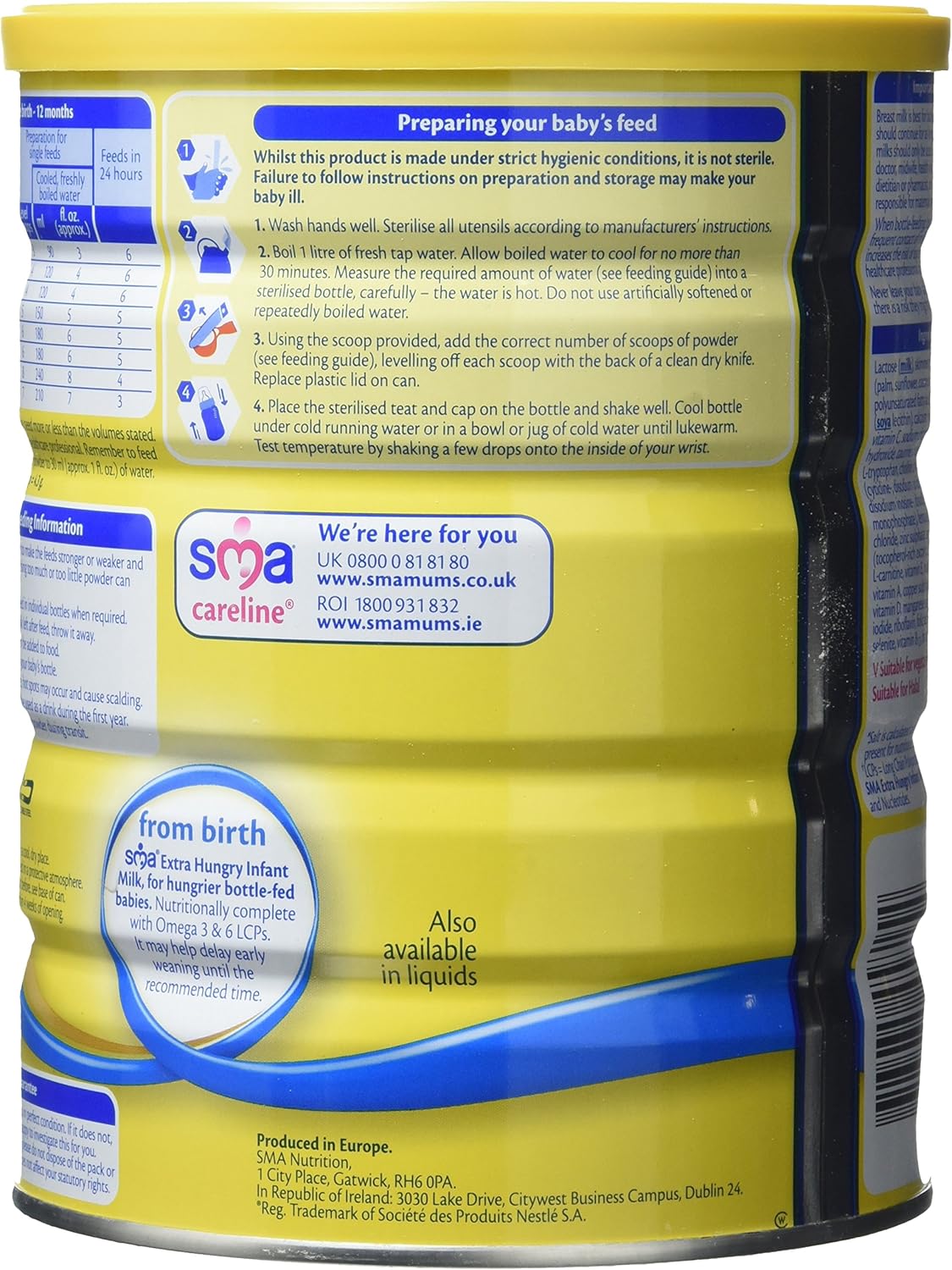 SMA Nutrition Extra Hungry Infant Baby Milk, From Birth, Powder Formula ...