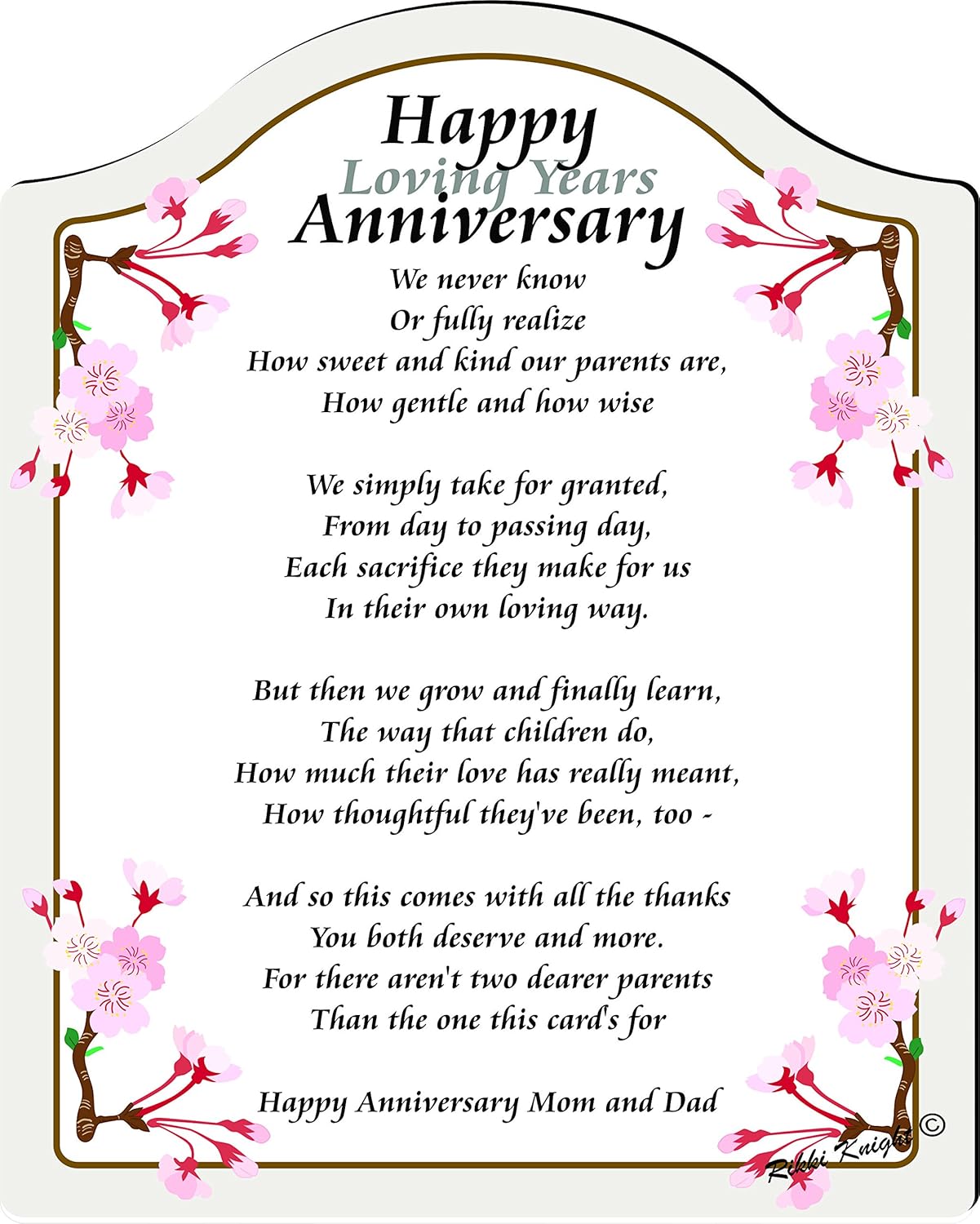 Amazon Rikki Knight Happy Anniversary Mom And Dad Touching 5x7 