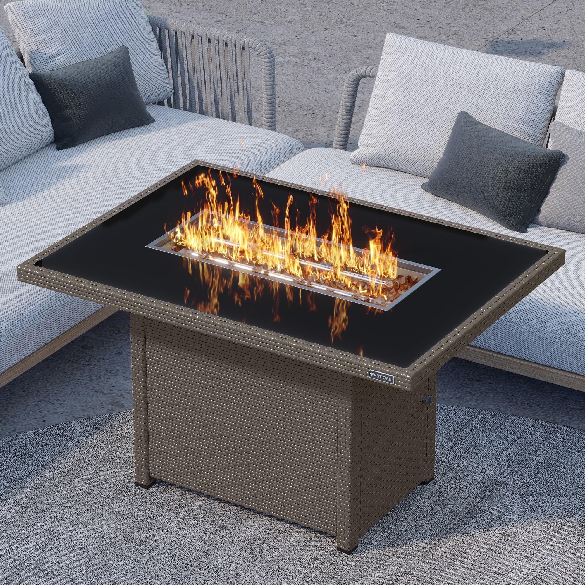 EAST OAK 44'' Propane Fire Pit Table, 60,000 BTU Gas Fire Table w ...