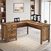 Amazon.com: LITTLE TREE 74-Inch Executive L-Shaped Desk with Storage ...