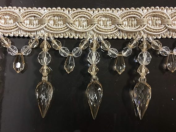 Amazon.com: 4" Crystal Beaded Tassel Fringe Trim TF-32/3-2 Beige ...