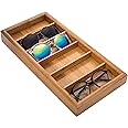 Amazon.com: MyGift Modern Solid Bamboo Wood Sunglasses Organizer Tray ...