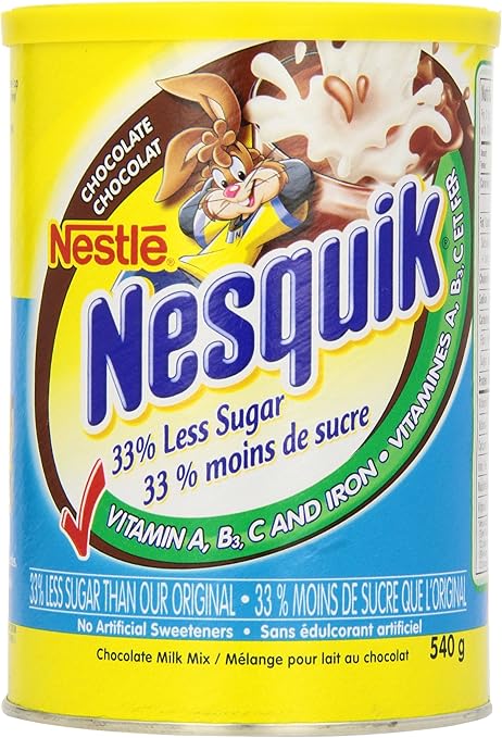 Nesquik Less Sugar Vitamin Enriched Chocolate Powder, 540g Canister ...