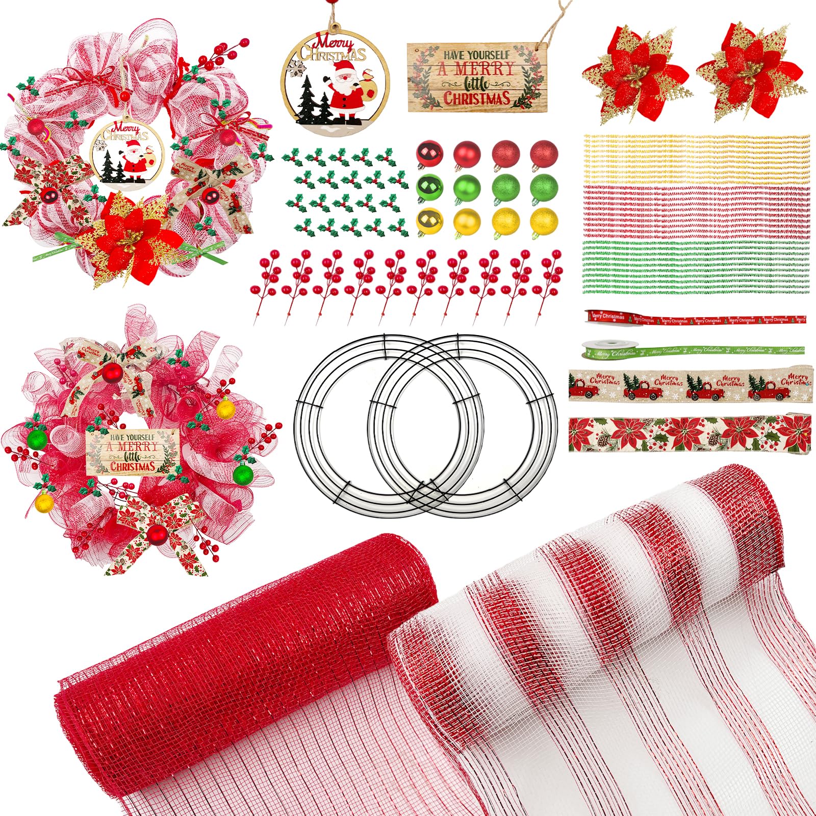 Daily Treasures 82 Piece of Ornament DIY Wreath Mesh Craft Kit Includes ...